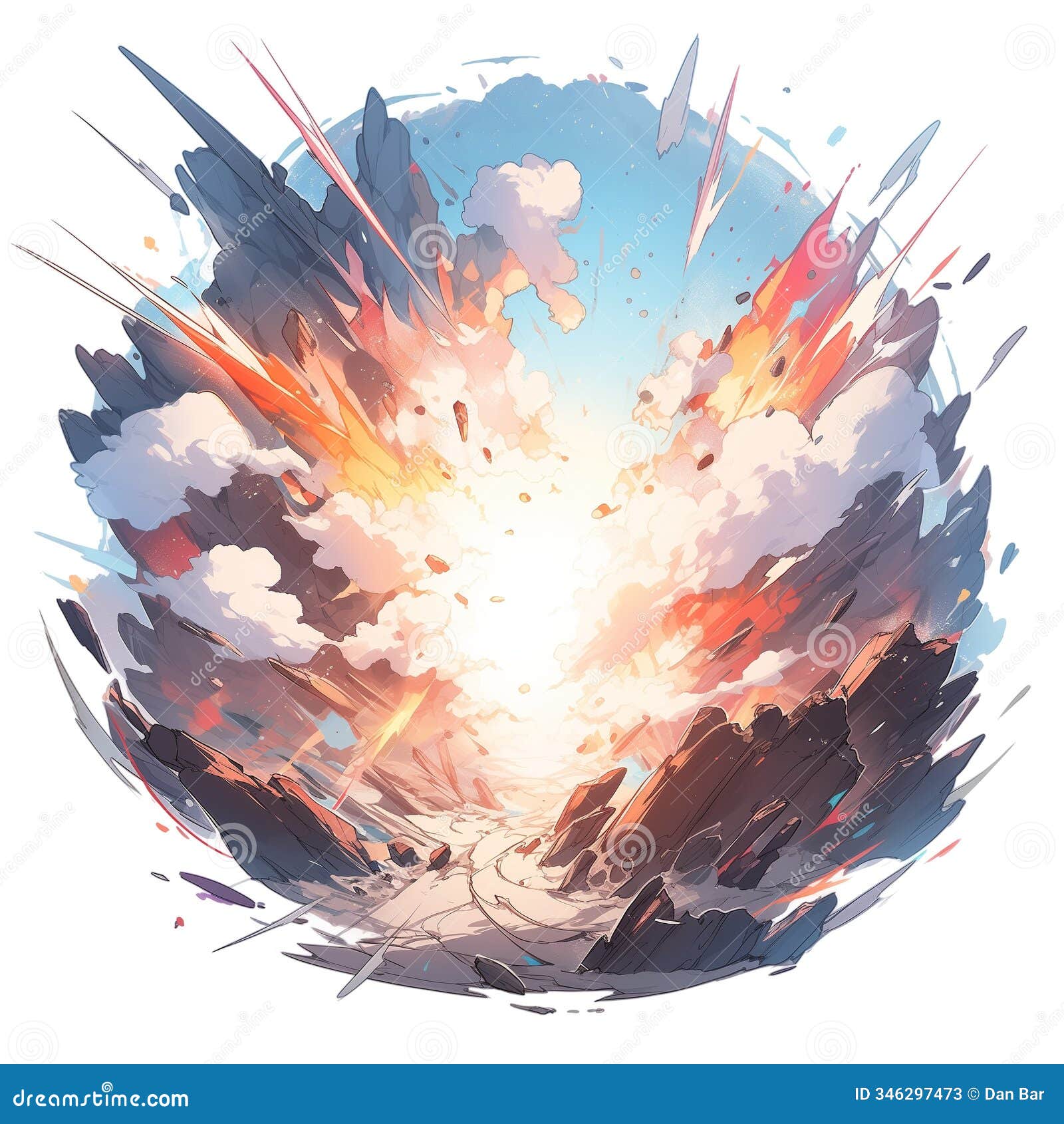Cartoon-style Anime Explosion, Generative AI Stock Illustration ...