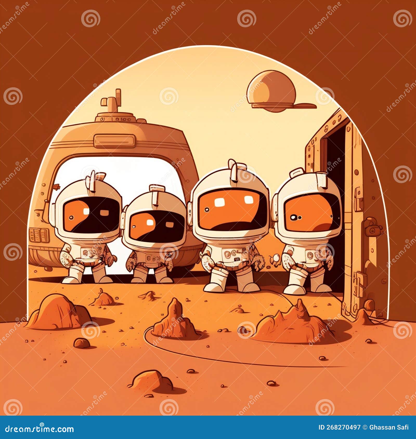 Colonize Mars Poster Cartoon Vector | CartoonDealer.com #133445833