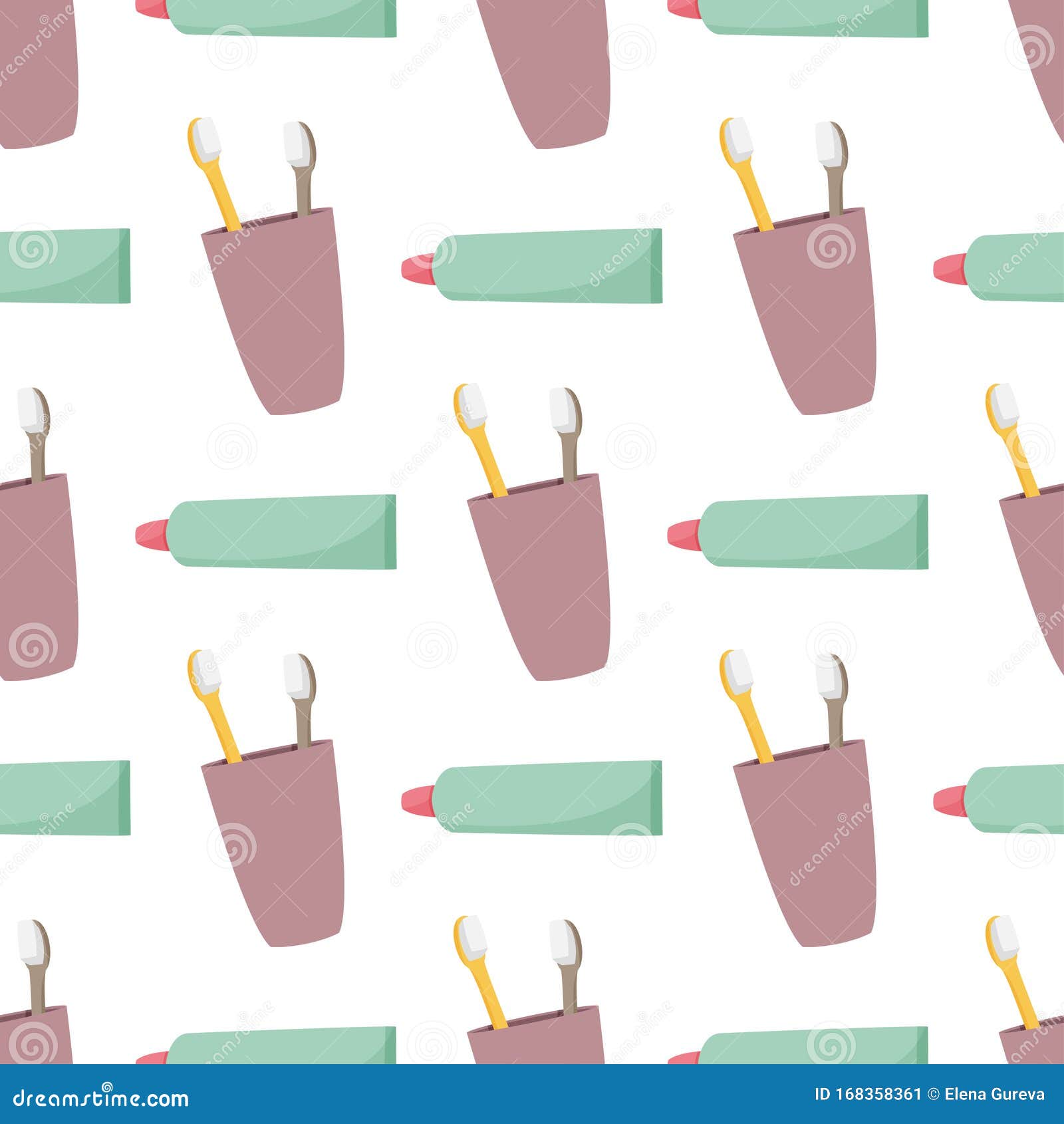 Toothbrush Simple Seamless Pattern. Cartoon Style Background. Stock ...