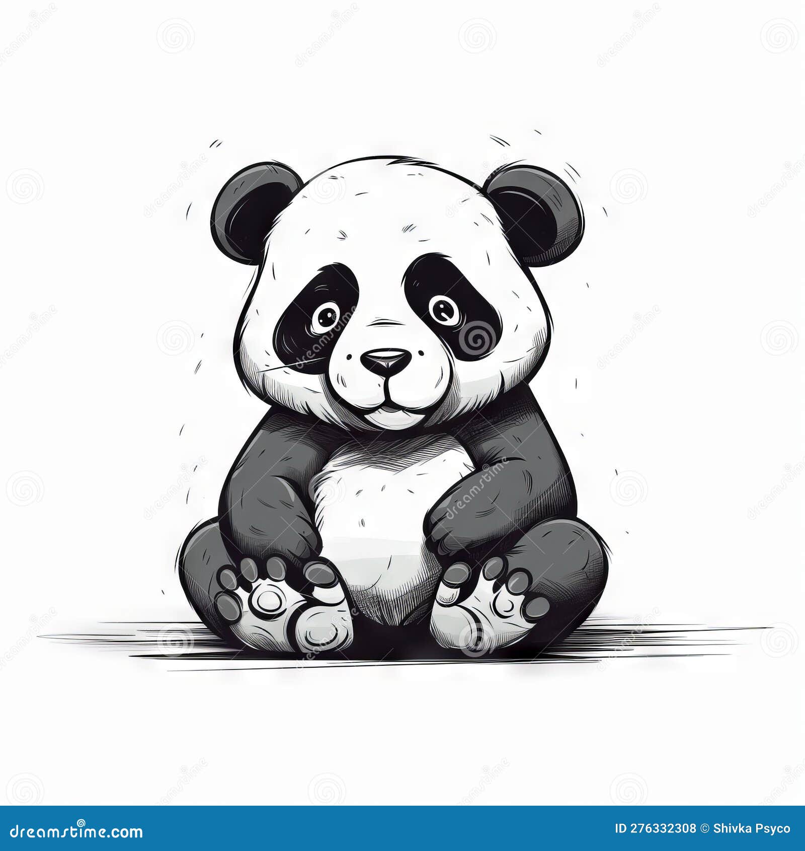 Cartoon Style Black and White Panda Generative AI Stock Illustration ...