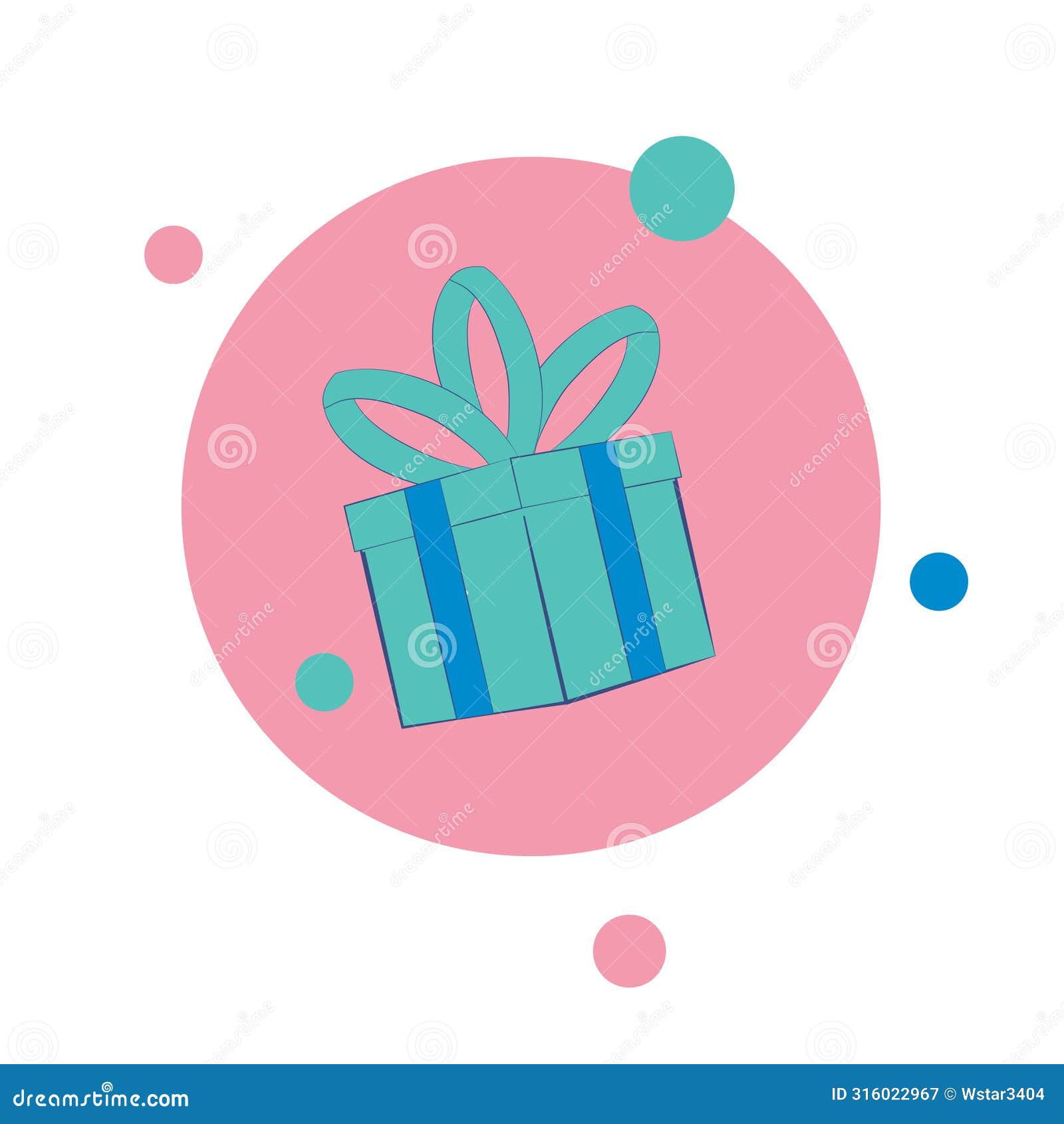 Cartoon Style Blue Present Gift Box Wrapped with a Bow and Ribbon Stock ...
