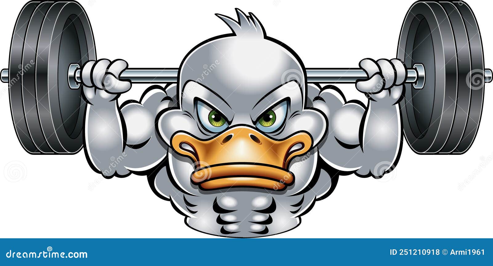 Cartoon Style Body Builder Weight Lifting Duck Stock Vector ...