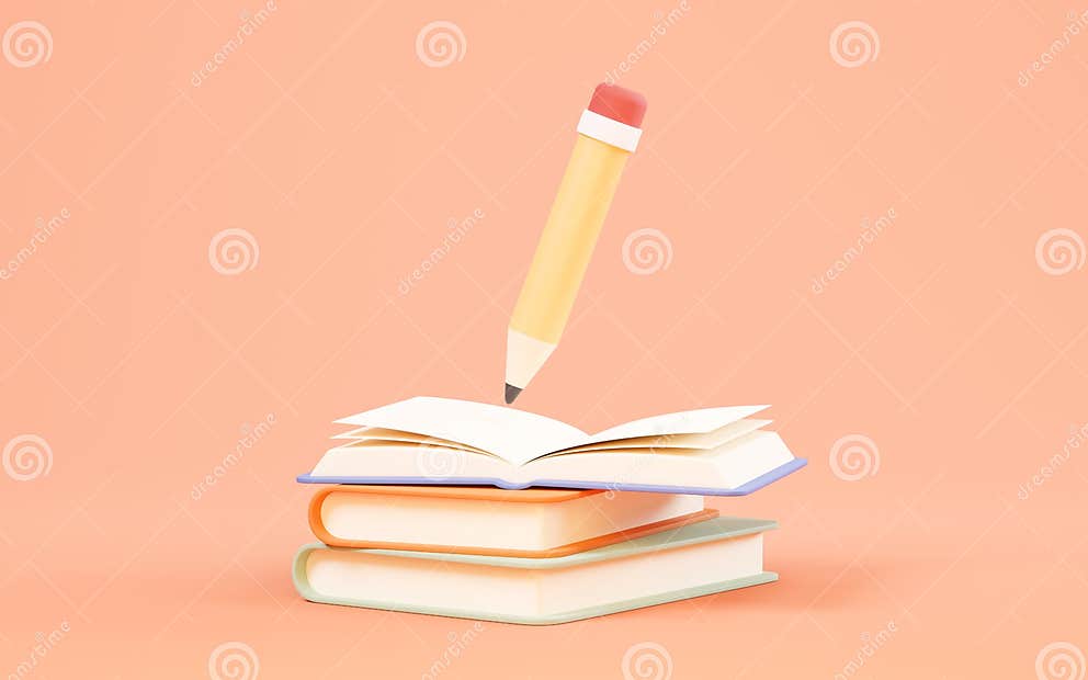 Cartoon Style Book, 3d Rendering Stock Illustration - Illustration of ...