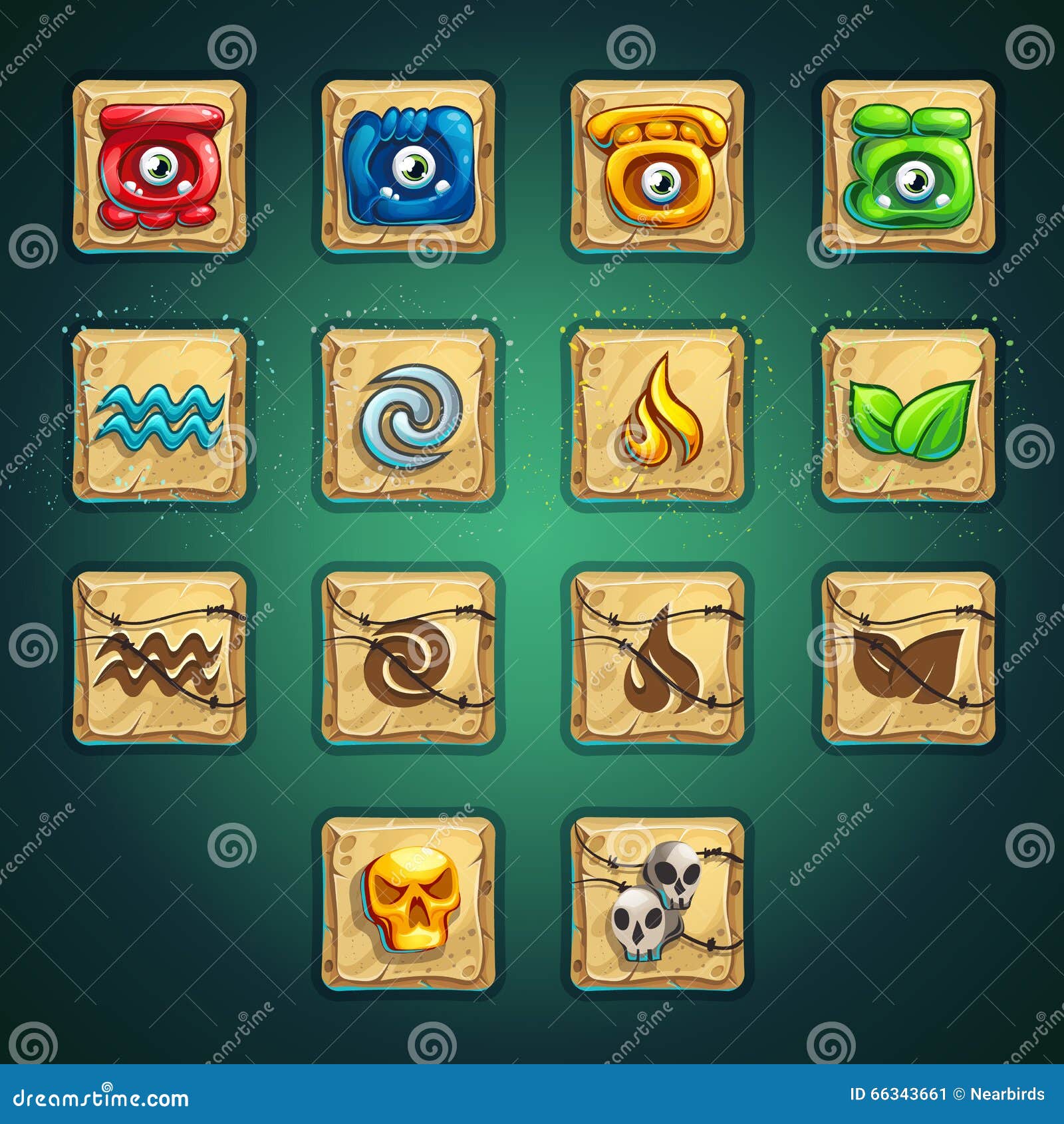 Cartoon Style Booster Buttons Set Stock Vector - Illustration of ...