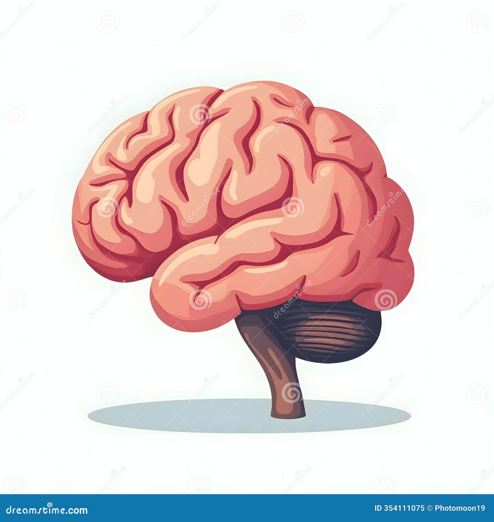 Cartoon Style Brain Illustration - Symbolizing Intelligence, Growth ...