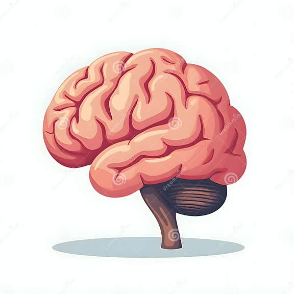 Cartoon Style Brain Illustration - Symbolizing Intelligence, Growth ...