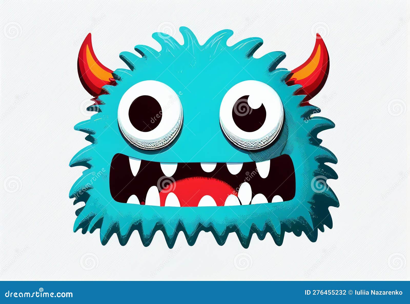 Cartoon Style Bright Monster Head on White Background. AI Generated ...
