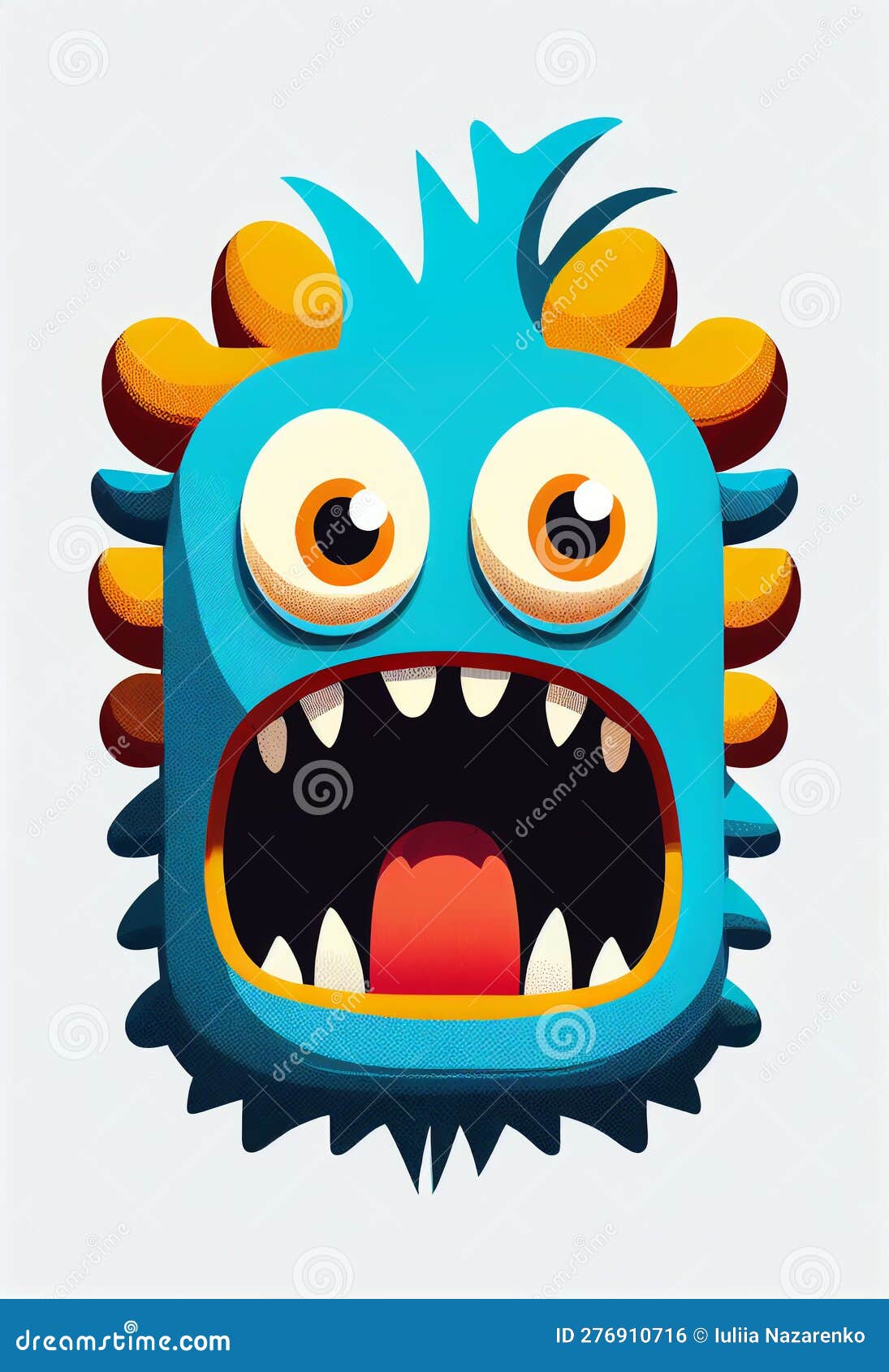 Cartoon Style Bright Monster Head on White Background. AI Generated ...