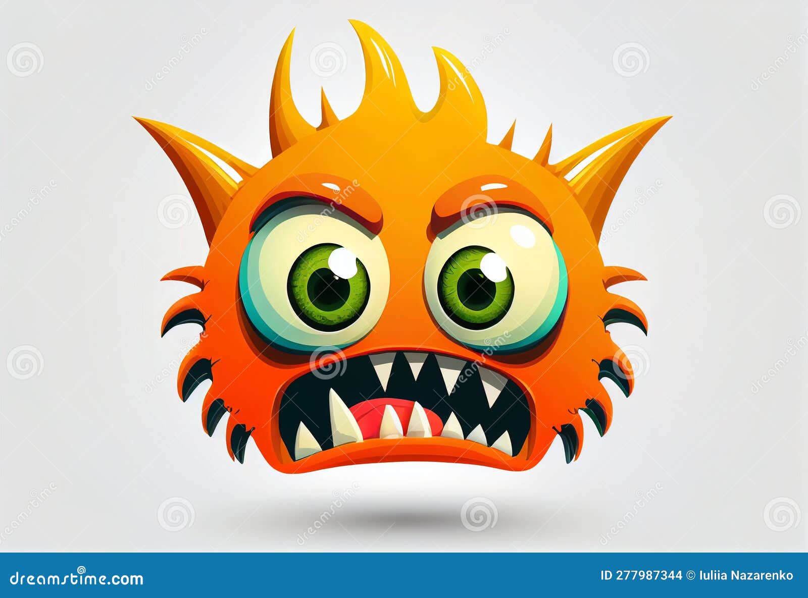 Cartoon Style Bright Monster Head on White Background. AI Generated ...