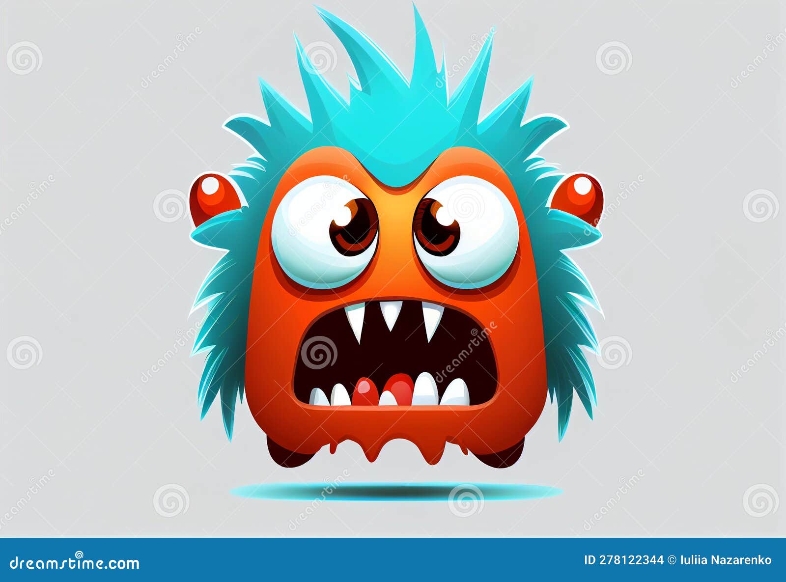 Cartoon Style Bright Monster Head on White Background. AI Generated ...