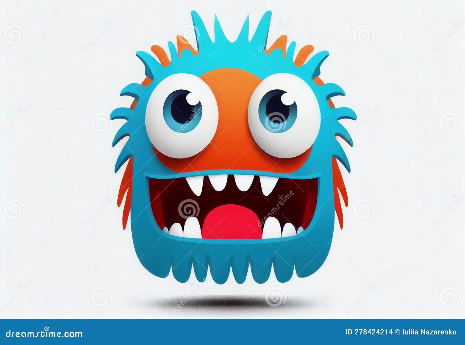 Cartoon Style Bright Monster Head on White Background. AI Generated ...