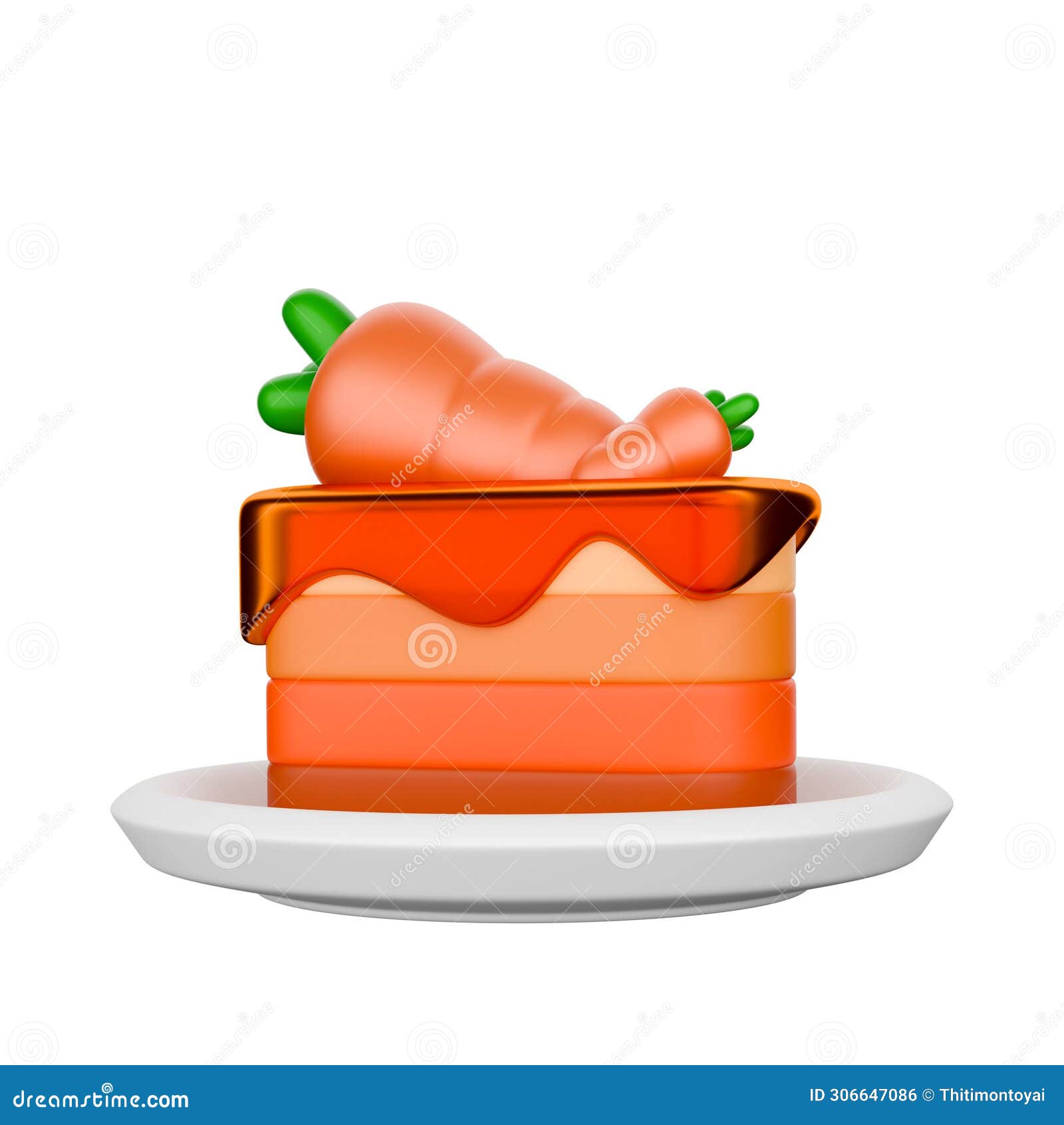 Cartoon Style Carrot Cake 3D. Stock Illustration - Illustration of ...