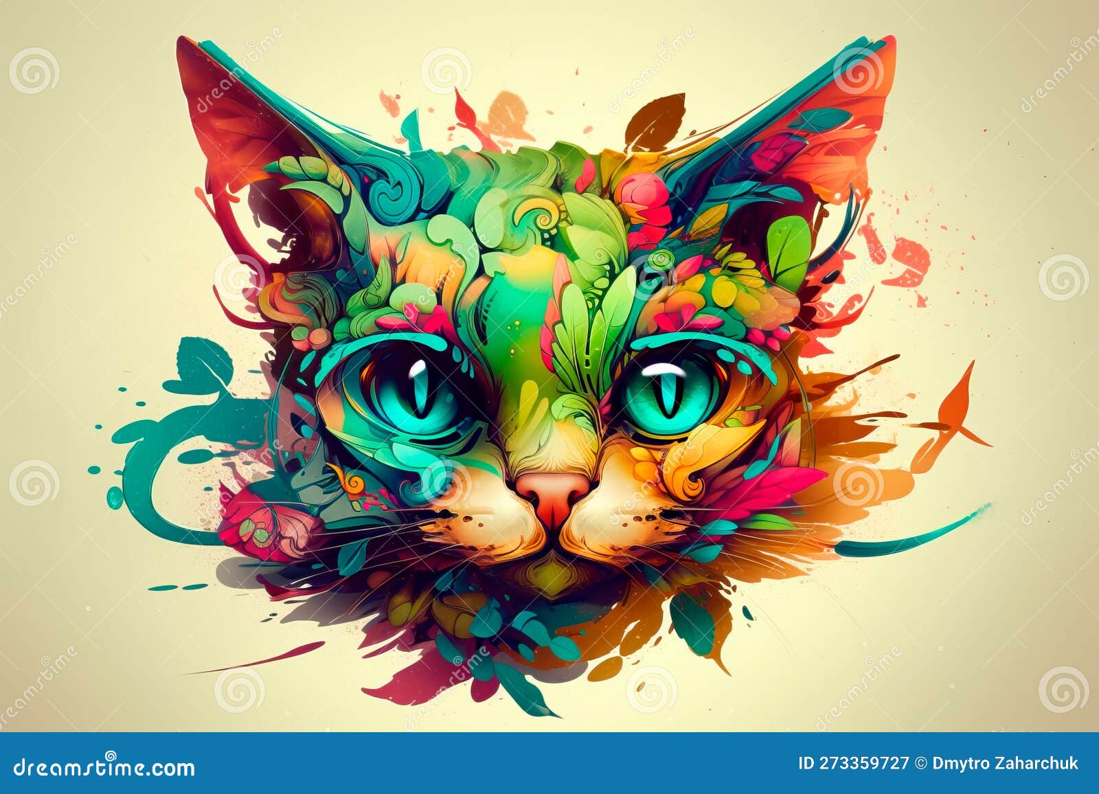 Cartoon Style Cat for Printing Card Featuring Generative AI Stock ...