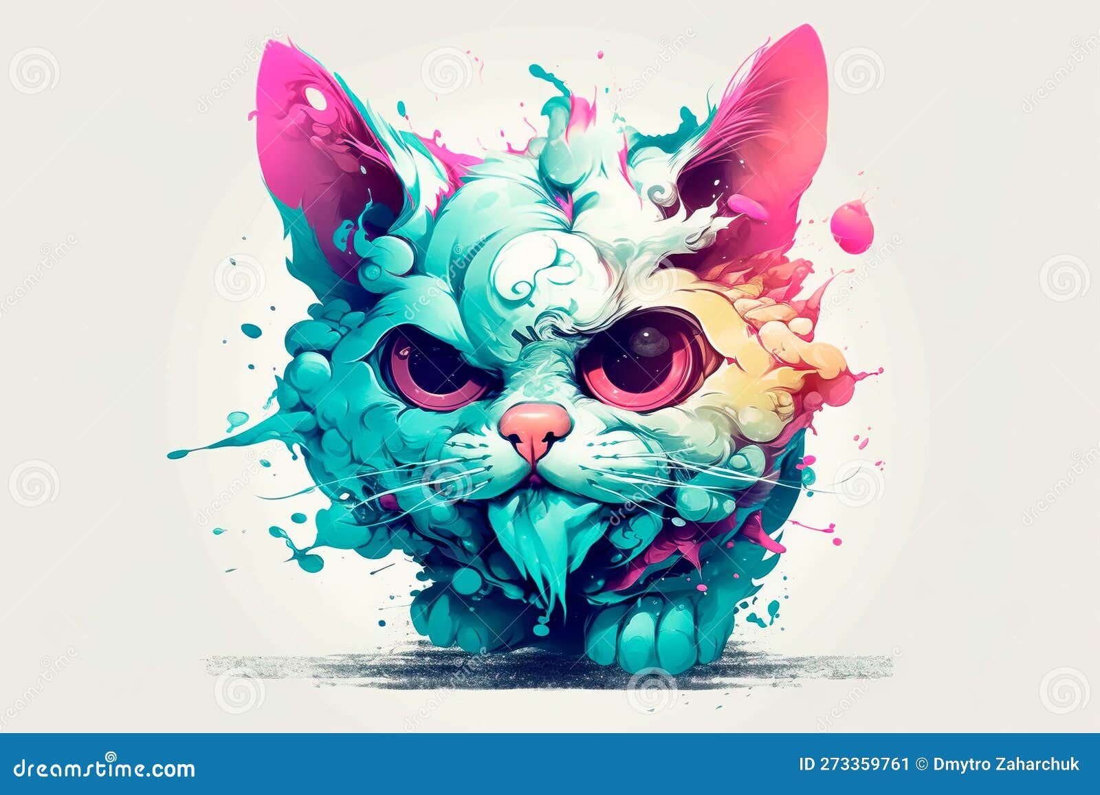 Cartoon Style Cat for Printing Card Featuring Generative AI Stock ...