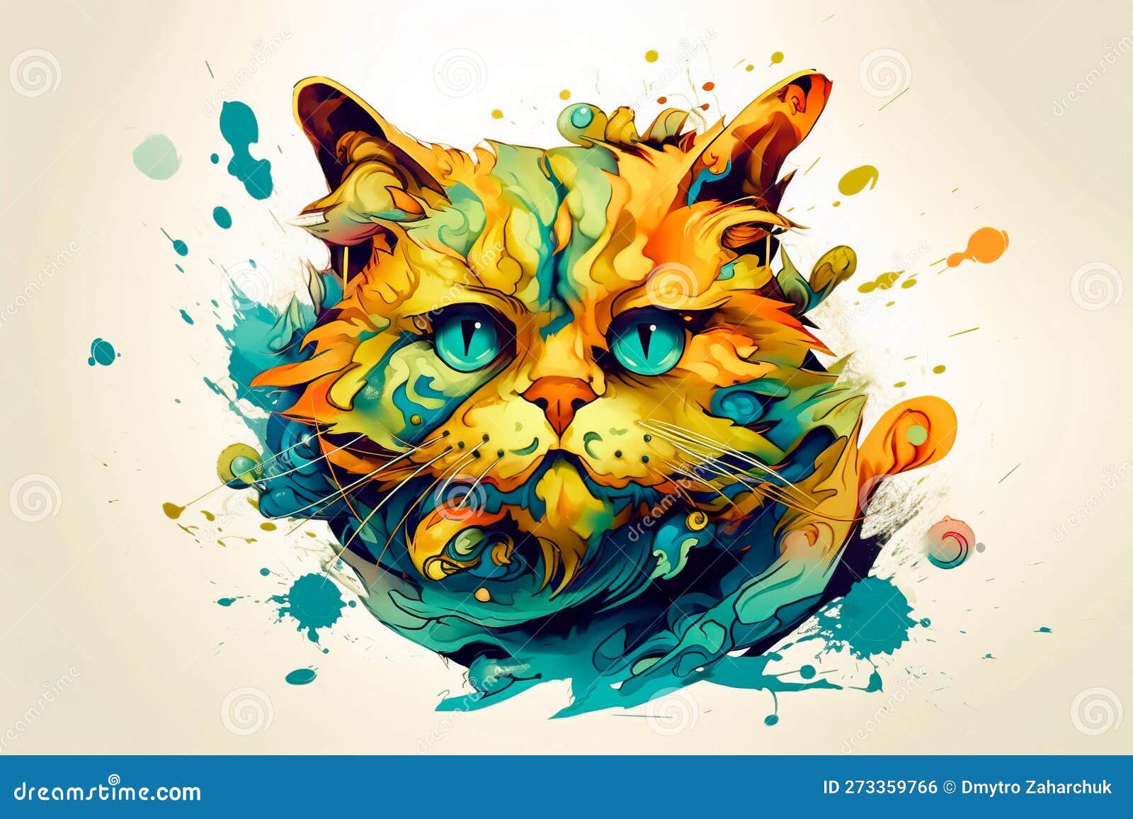 Cartoon Style Cat for Printing Card Featuring Generative AI Stock ...