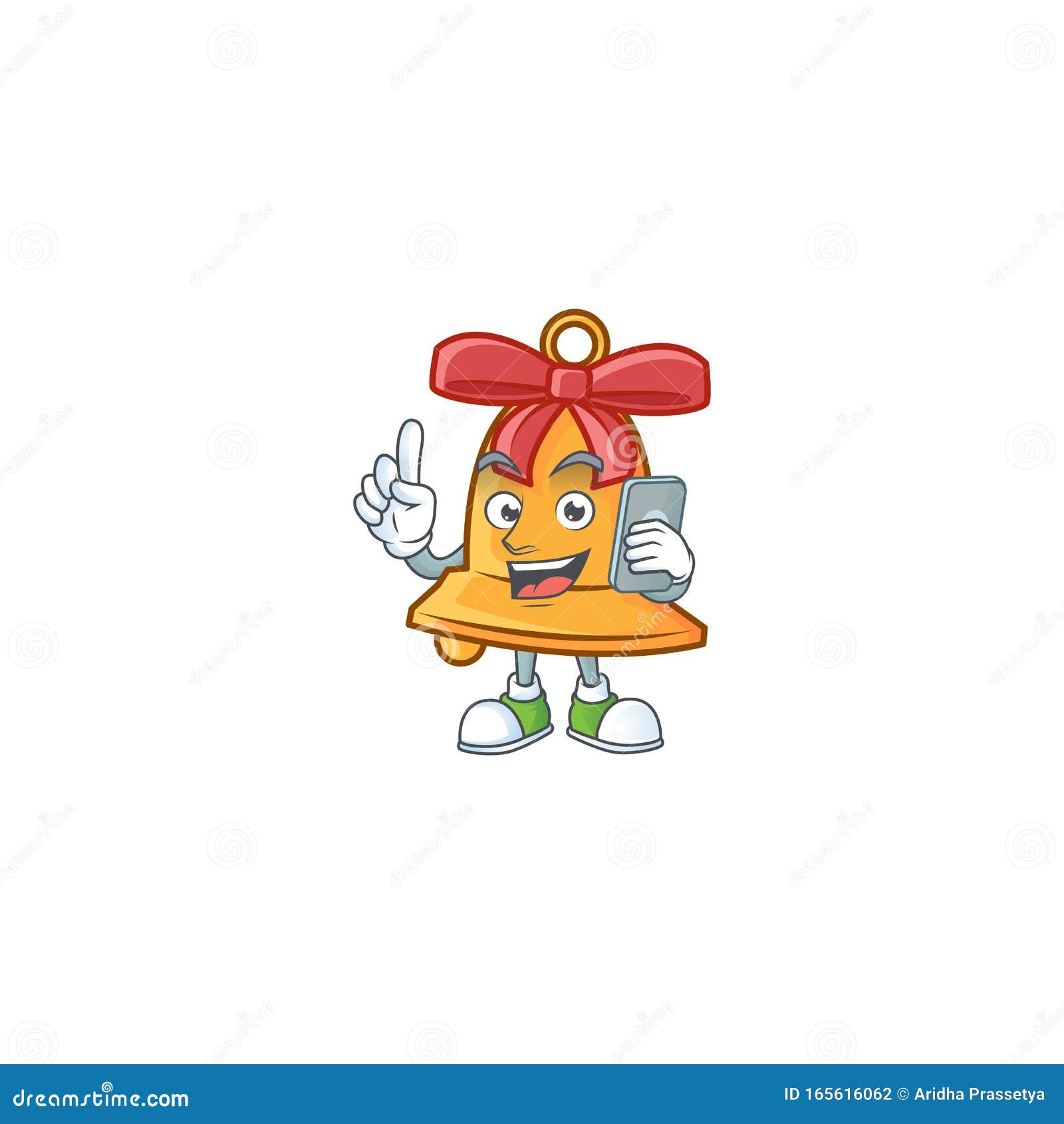 A Cartoon Style of Christmas Bell Speaking on the Phone Stock Vector ...