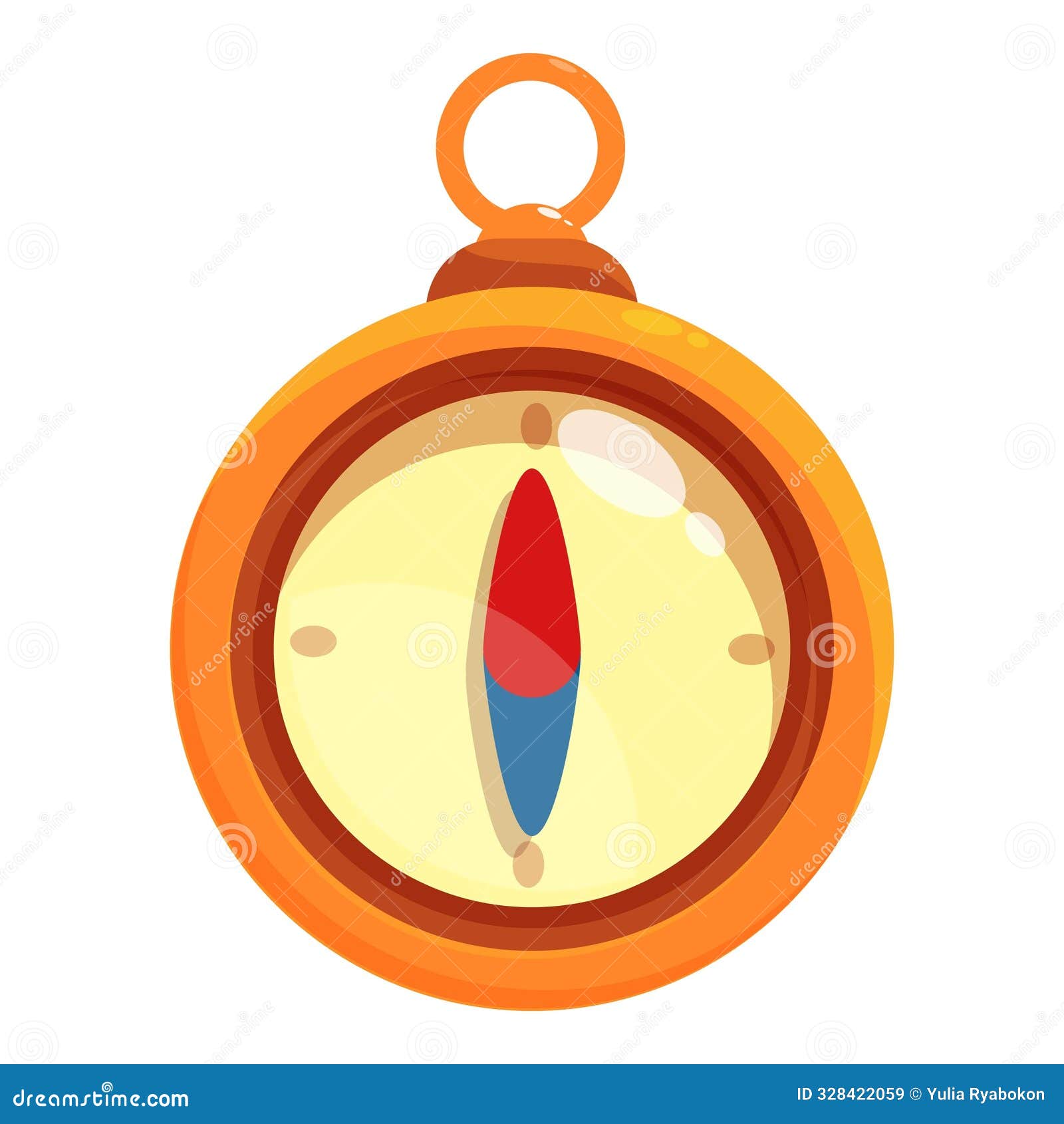 Cartoon Style Compass Pointing North with Red Needle Stock Illustration ...