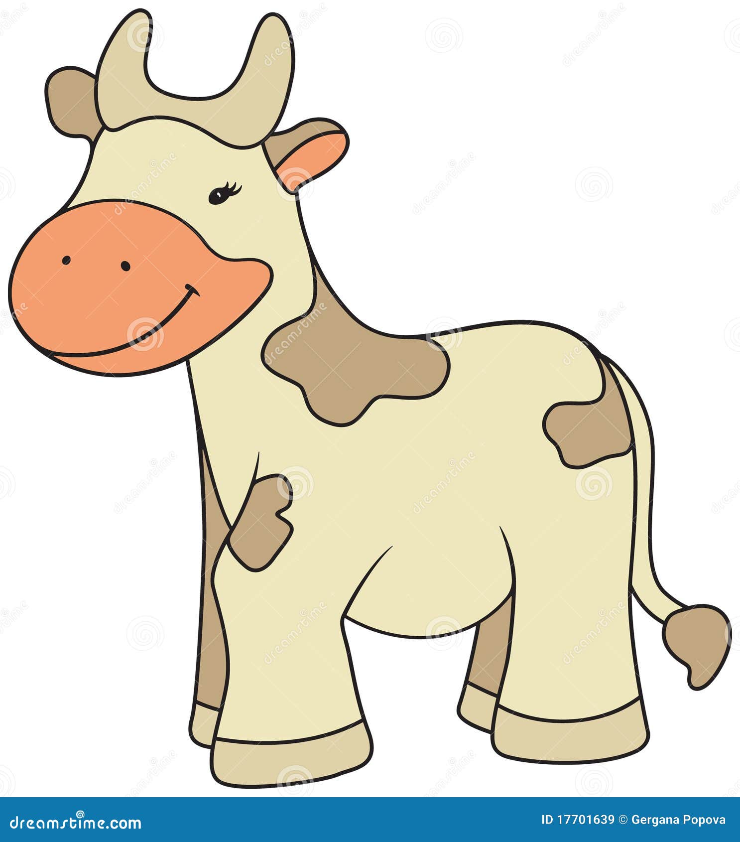 Cartoon Style Cow Illustration Stock Vector - Illustration of color ...