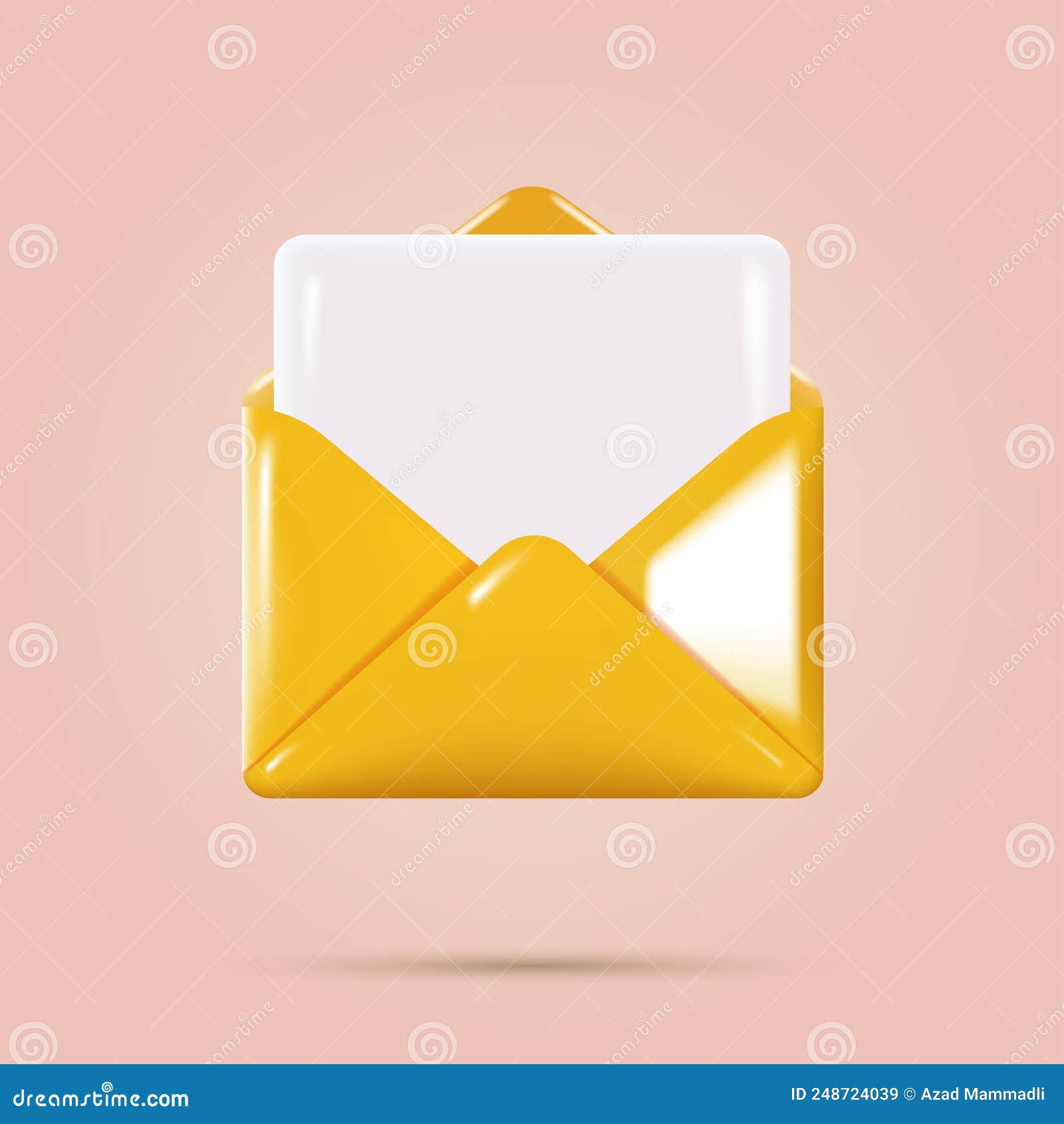 Cartoon Style 3d Opened Envelope. Vector Stock Vector - Illustration of ...