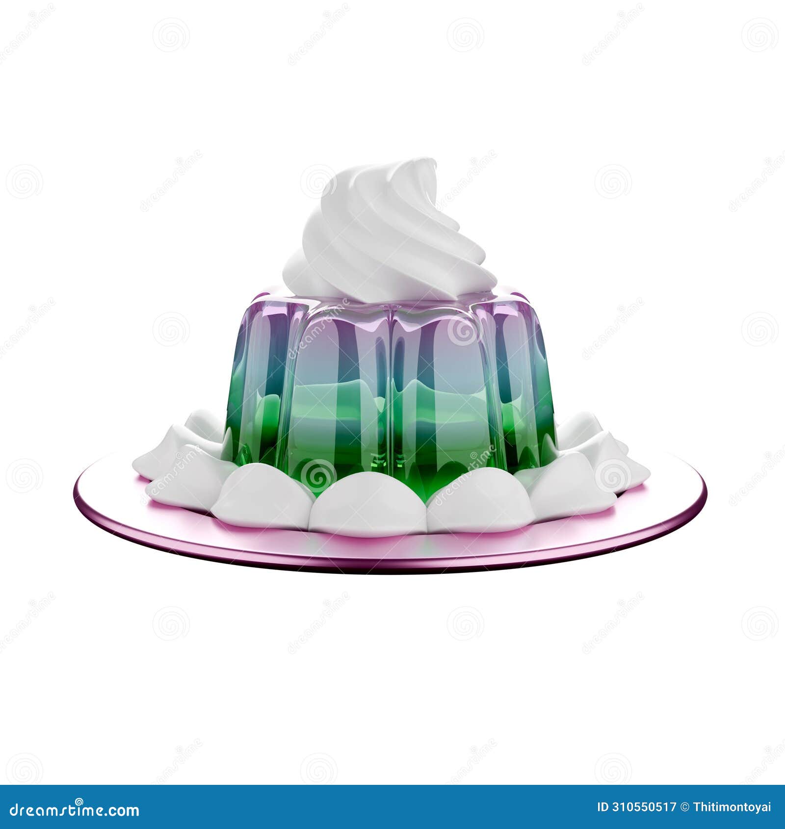 Cartoon Style Delicious Jello 3D Rendering on White Background Have ...