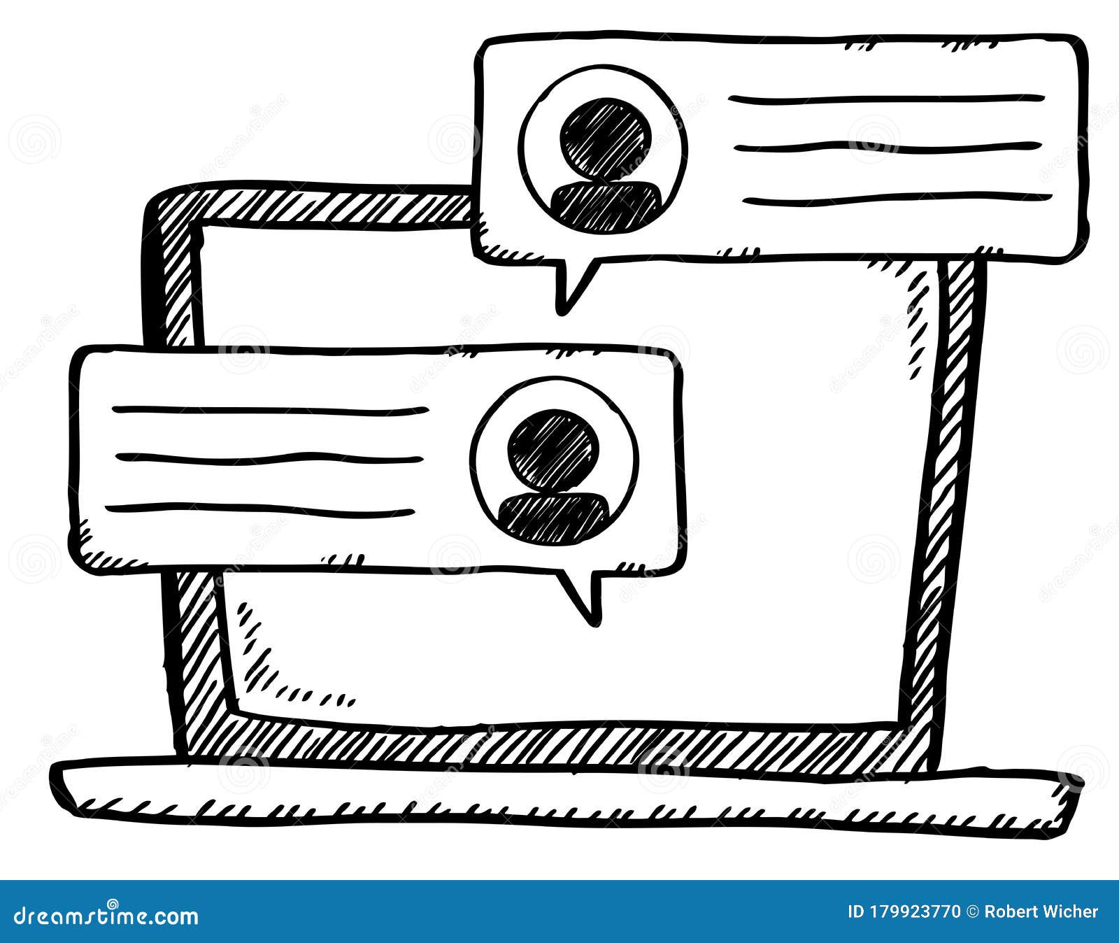 Cartoon Style Doodle of Notebook with Chat Conversation Stock Vector ...