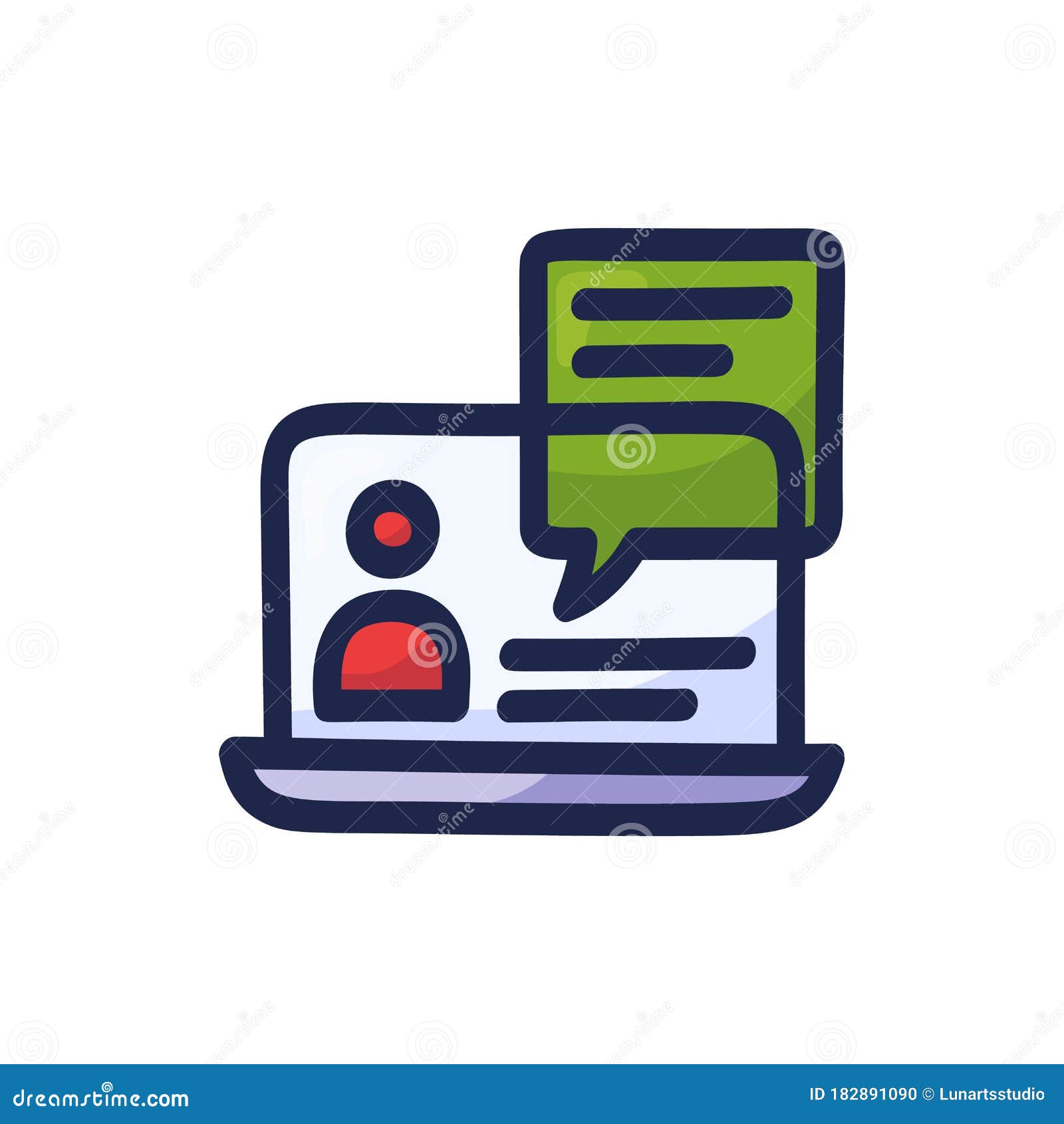 Cartoon Style Doodle of Notebook with Chat Conversation. Hand Drawn ...