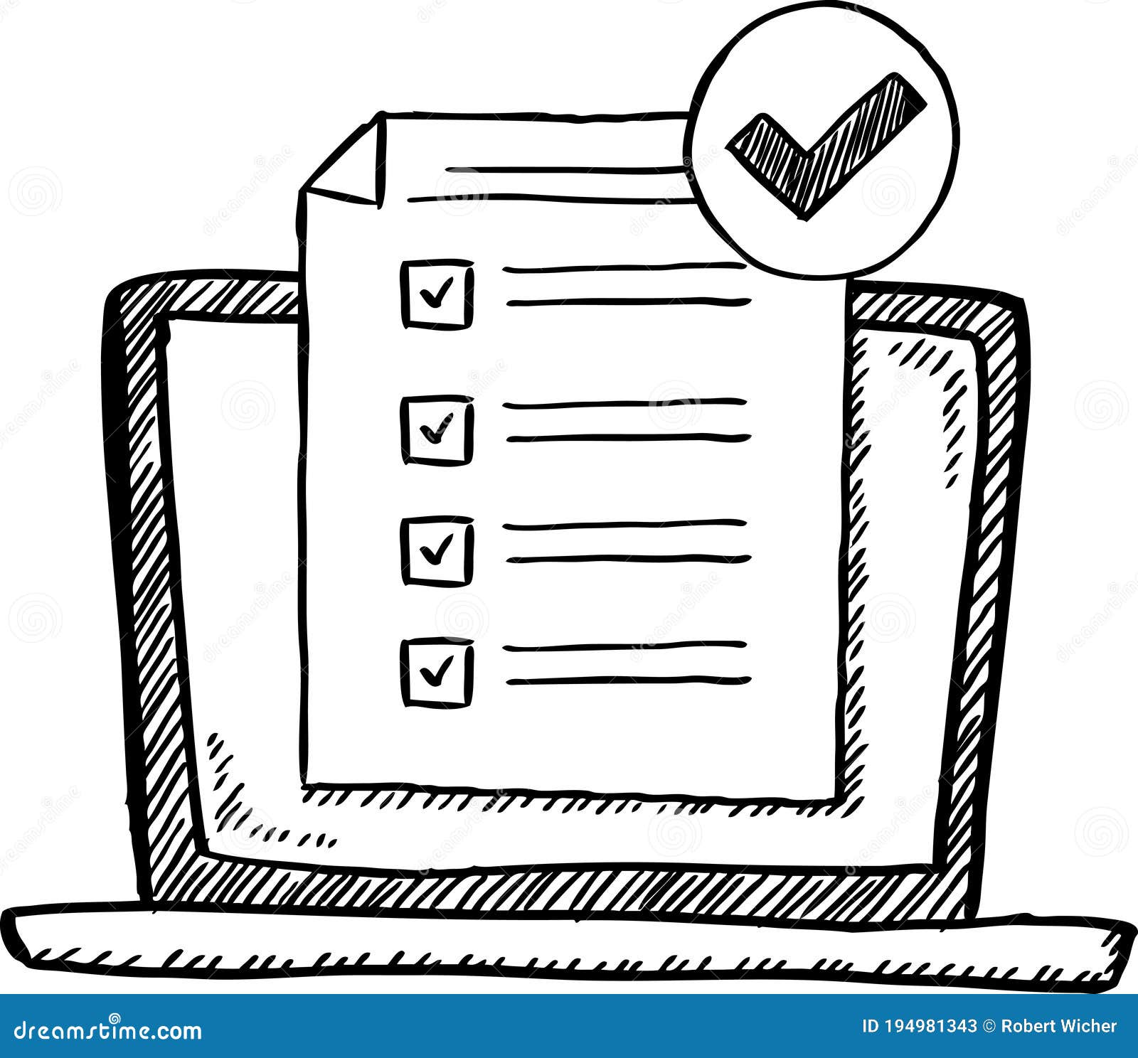 Checklist Hand Drawn Outline Doodle Icon. Sketched Vector Illustration ...