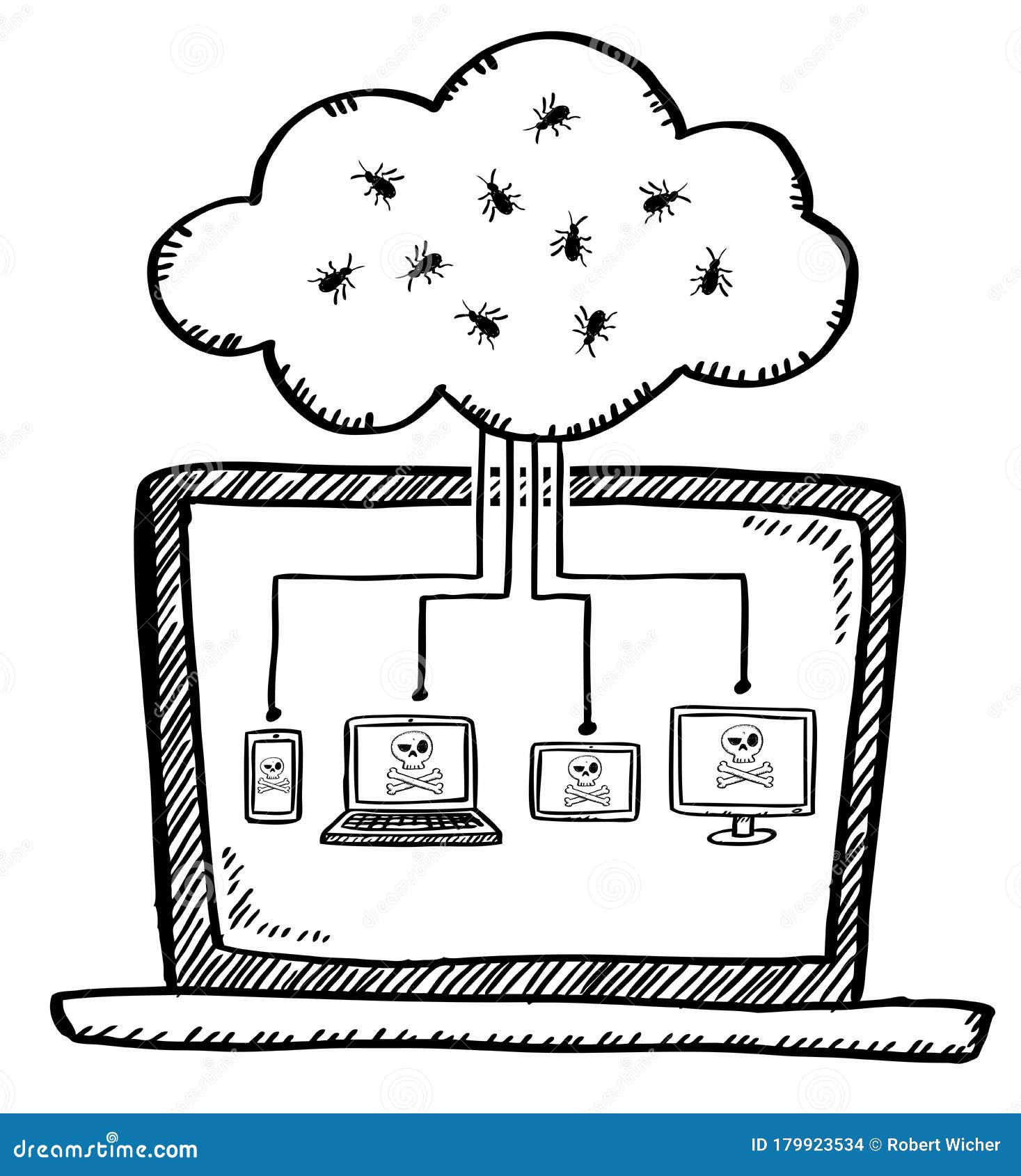 Computer Bugs Destroy Binary Code Color Flat Icon Vector Illustration | CartoonDealer.com #99604854