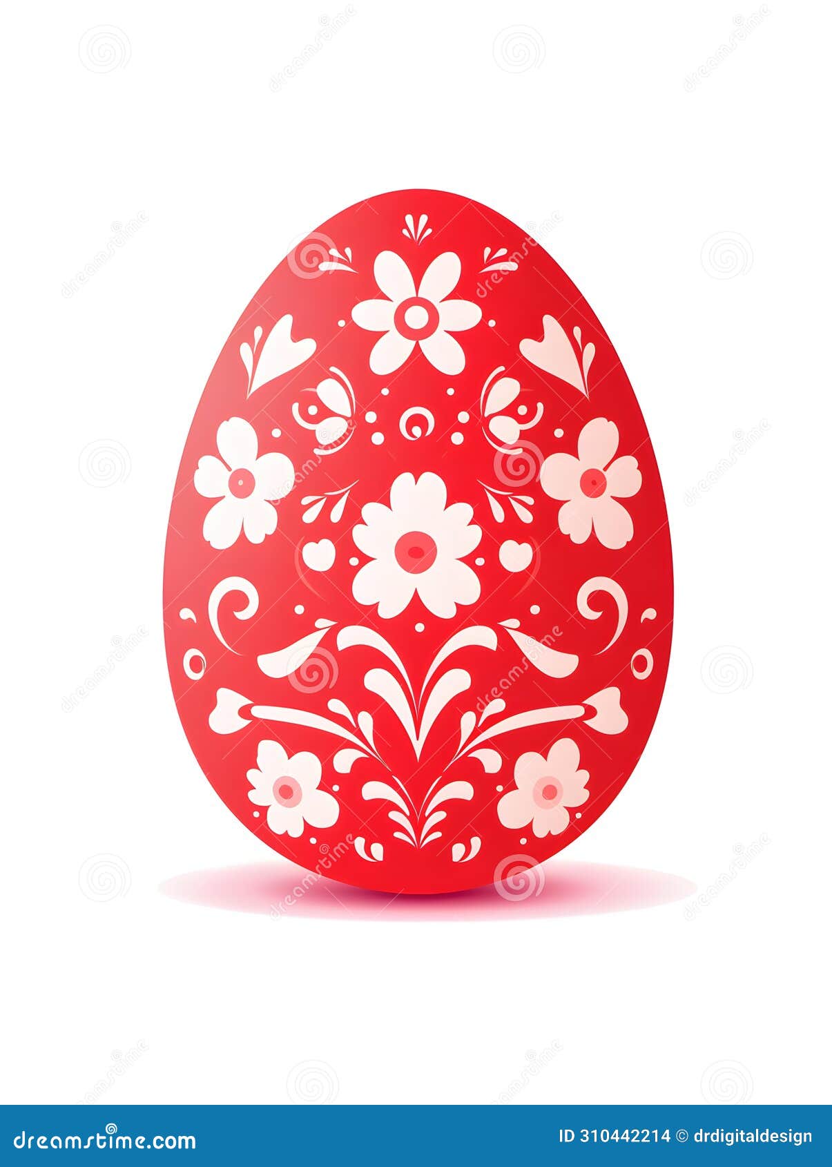 Cartoon Style Easter Egg in Light Red Colors on a White Background ...