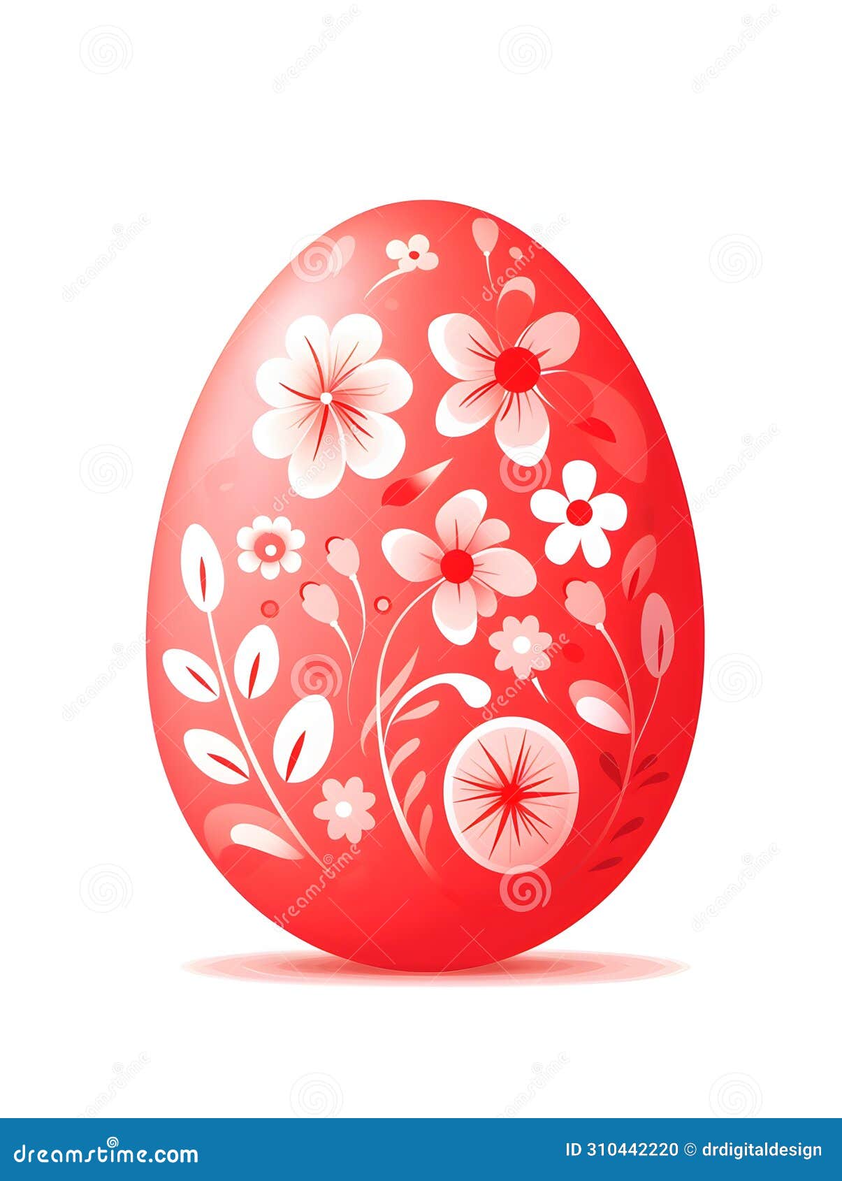 Cartoon Style Easter Egg in Light Red Colors on a White Background ...