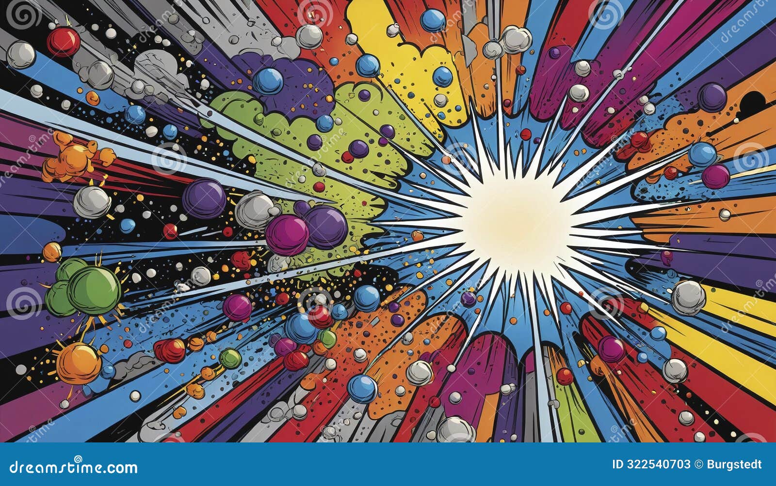 Cartoon-style Explosion in Pop Art and Comic Style that Shoots Outwards ...