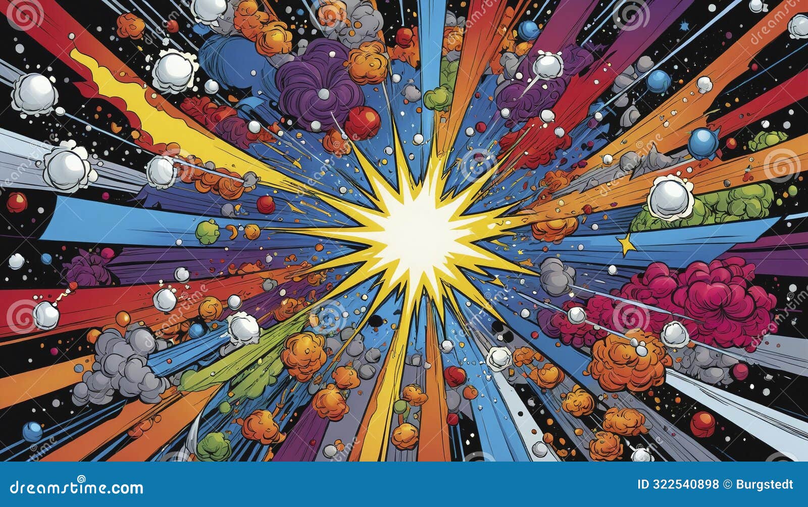 Cartoon-style Explosion in Pop Art and Comic Style that Shoots Outwards ...