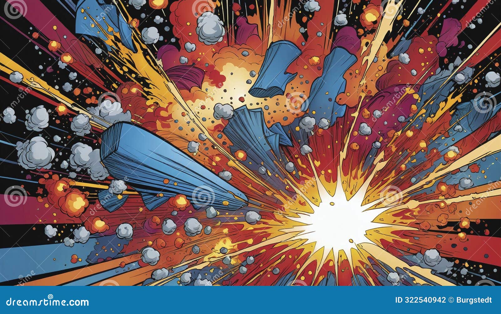 Cartoon-style Explosion in Pop Art and Comic Style that Shoots Outwards ...