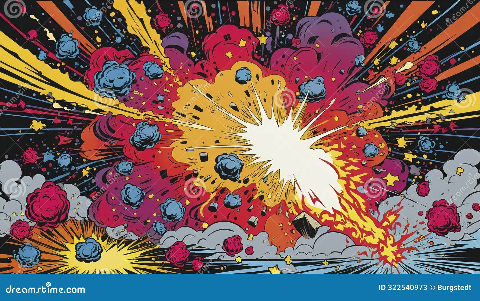 Cartoon-style Explosion in Pop Art and Comic Style that Shoots Outwards ...