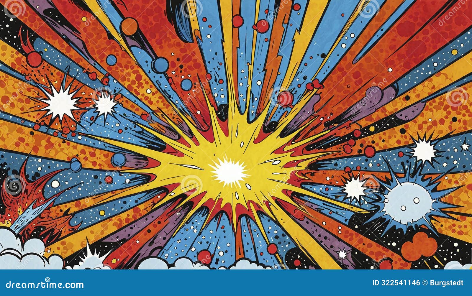 Cartoon-style Explosion in Pop Art and Comic Style that Shoots Outwards ...
