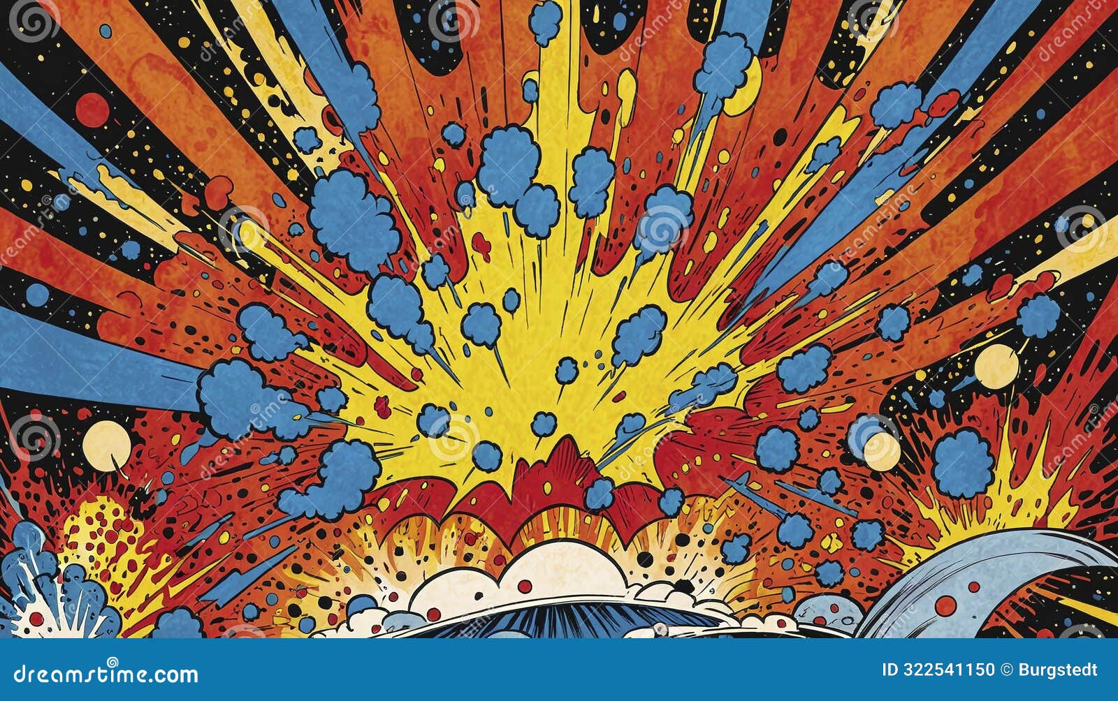 Cartoon-style Explosion in Pop Art and Comic Style that Shoots Outwards ...