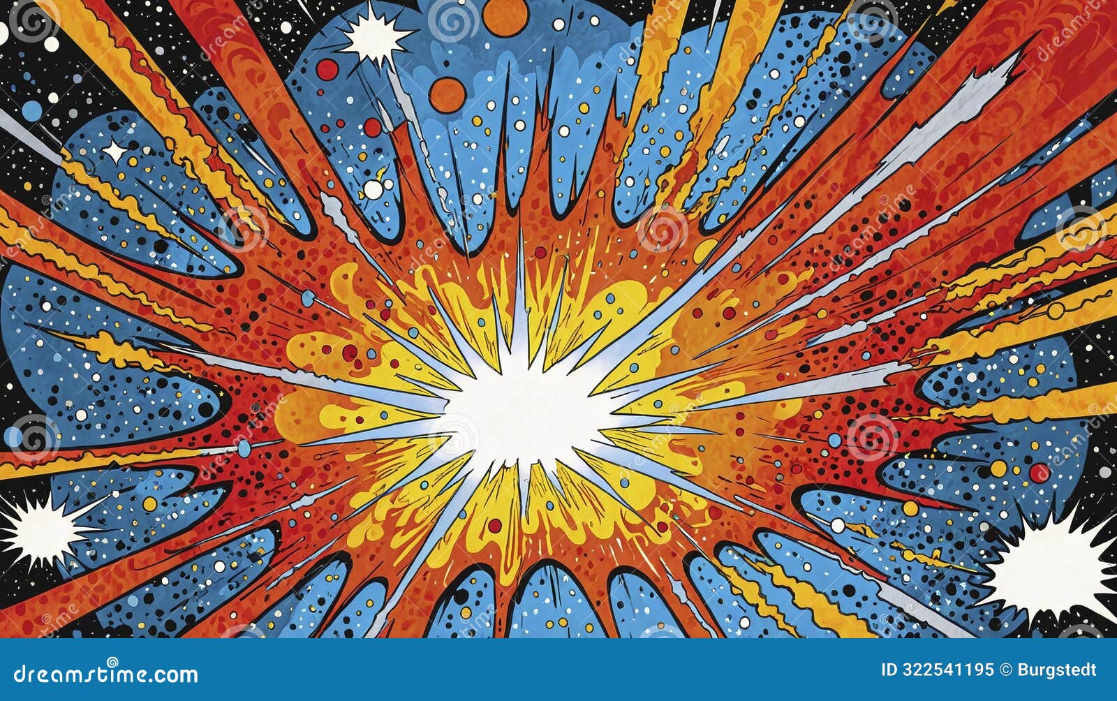 Cartoon-style Explosion in Pop Art and Comic Style that Shoots Outwards ...