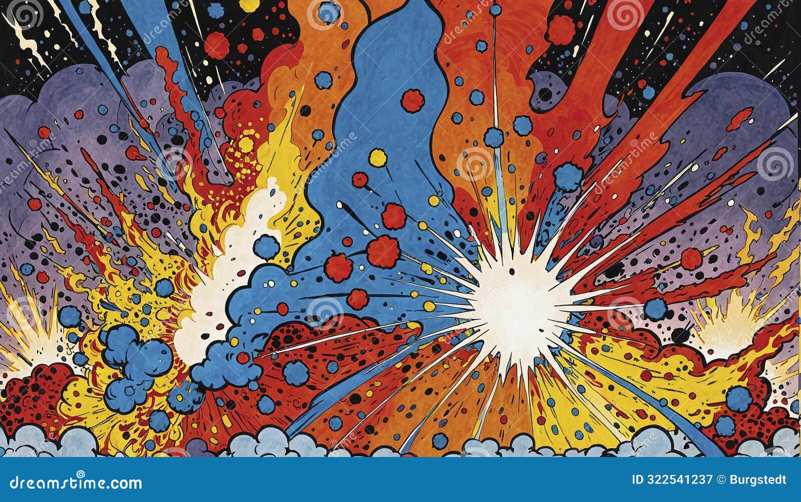 Cartoon-style Explosion in Pop Art and Comic Style that Shoots Outwards ...