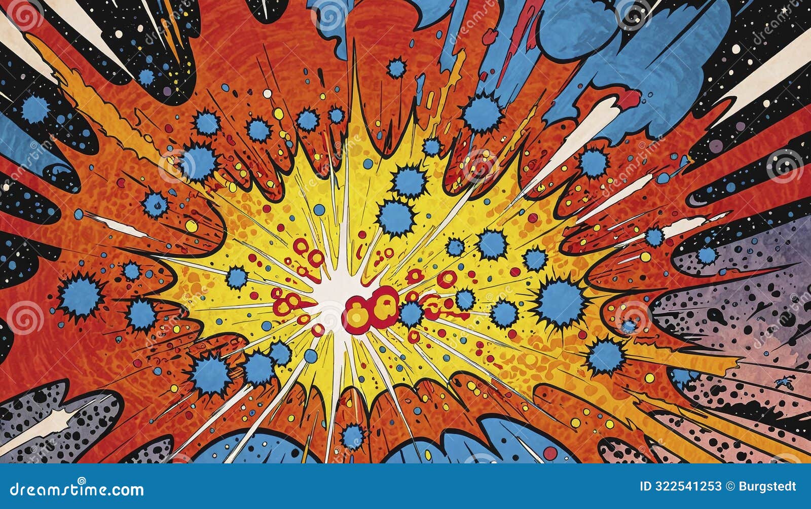 Cartoon-style Explosion in Pop Art and Comic Style that Shoots Outwards ...