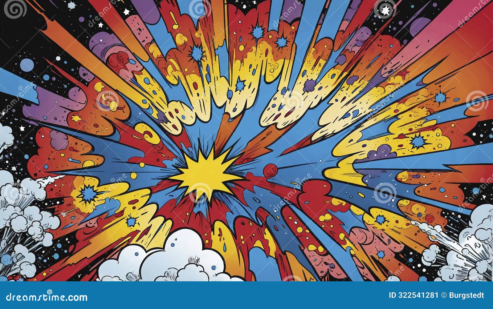 Cartoon-style Explosion in Pop Art and Comic Style that Shoots Outwards ...