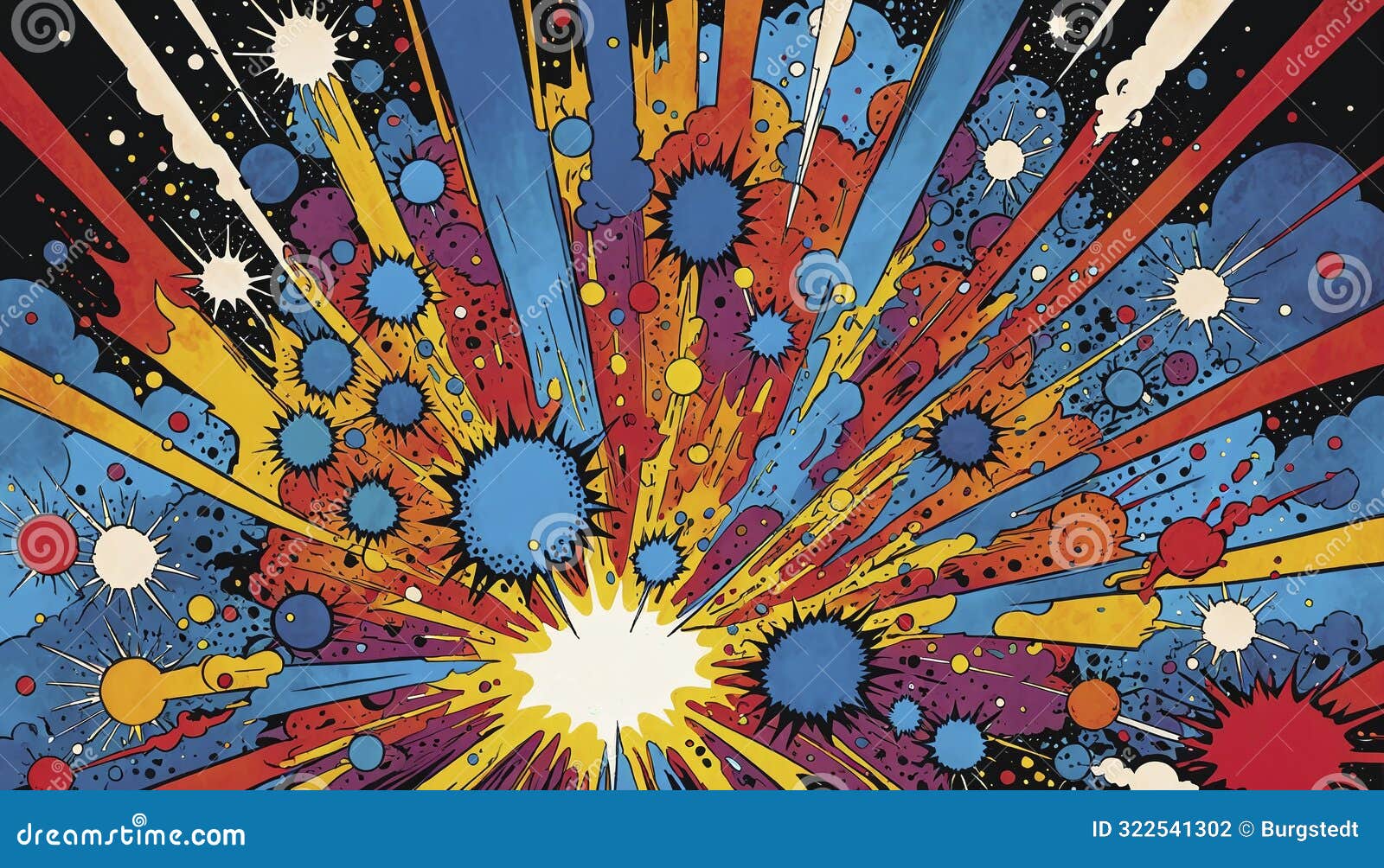 Cartoon-style Explosion in Pop Art and Comic Style that Shoots Outwards ...