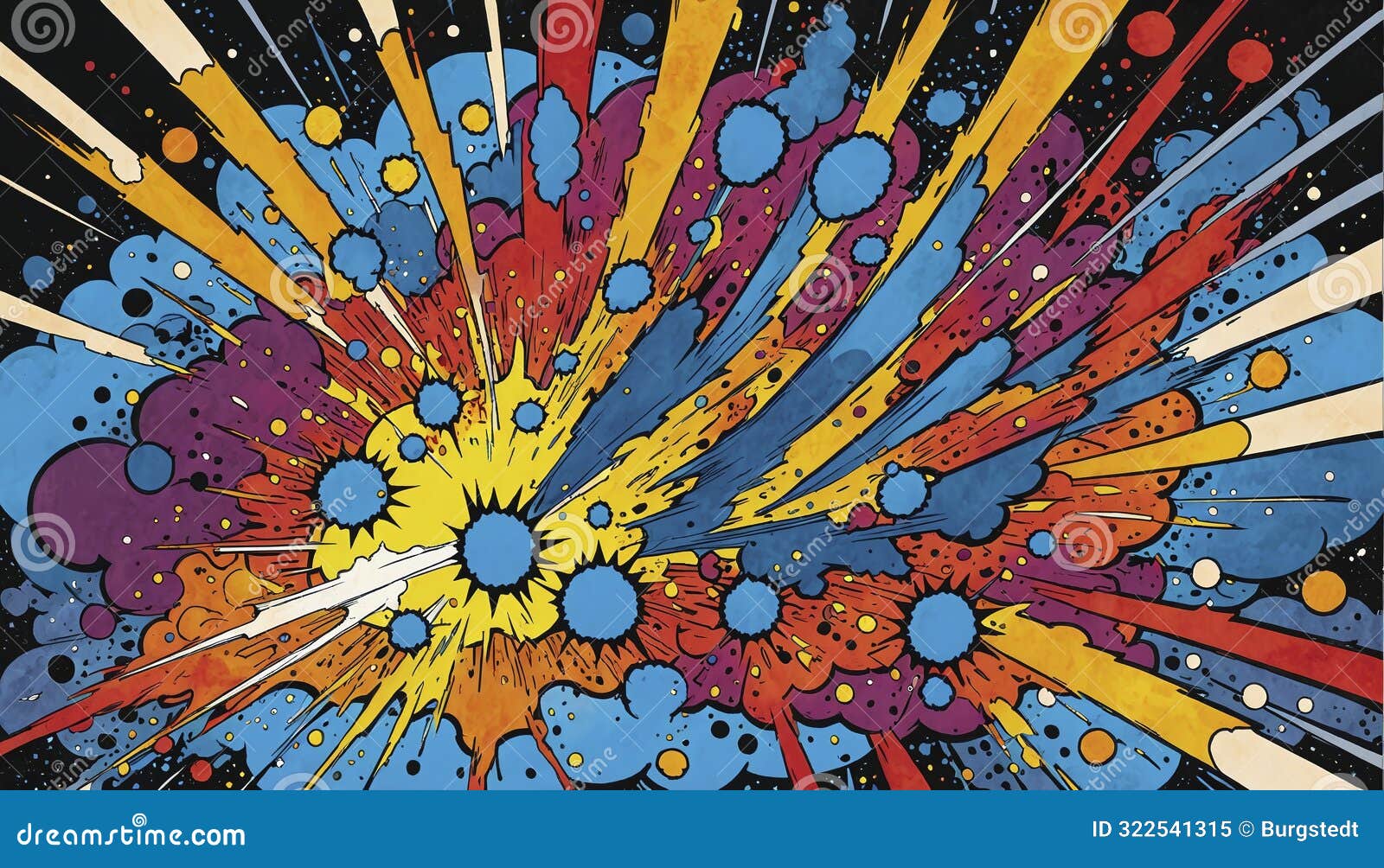 Cartoon-style Explosion in Pop Art and Comic Style that Shoots Outwards ...