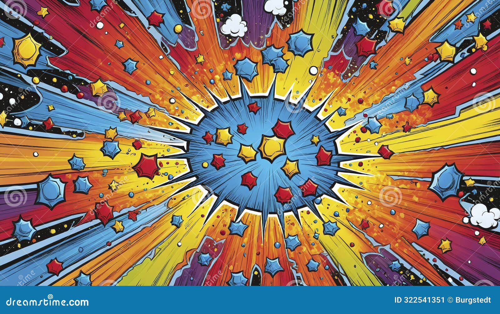 Cartoon-style Explosion in Pop Art and Comic Style that Shoots Outwards ...