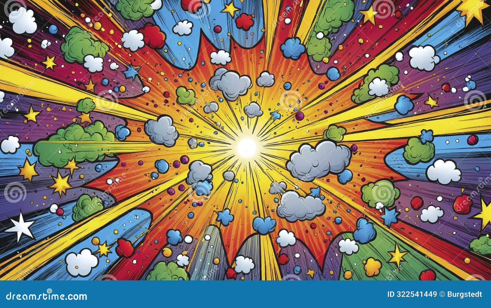 Cartoon-style Explosion in Pop Art and Comic Style that Shoots Outwards ...