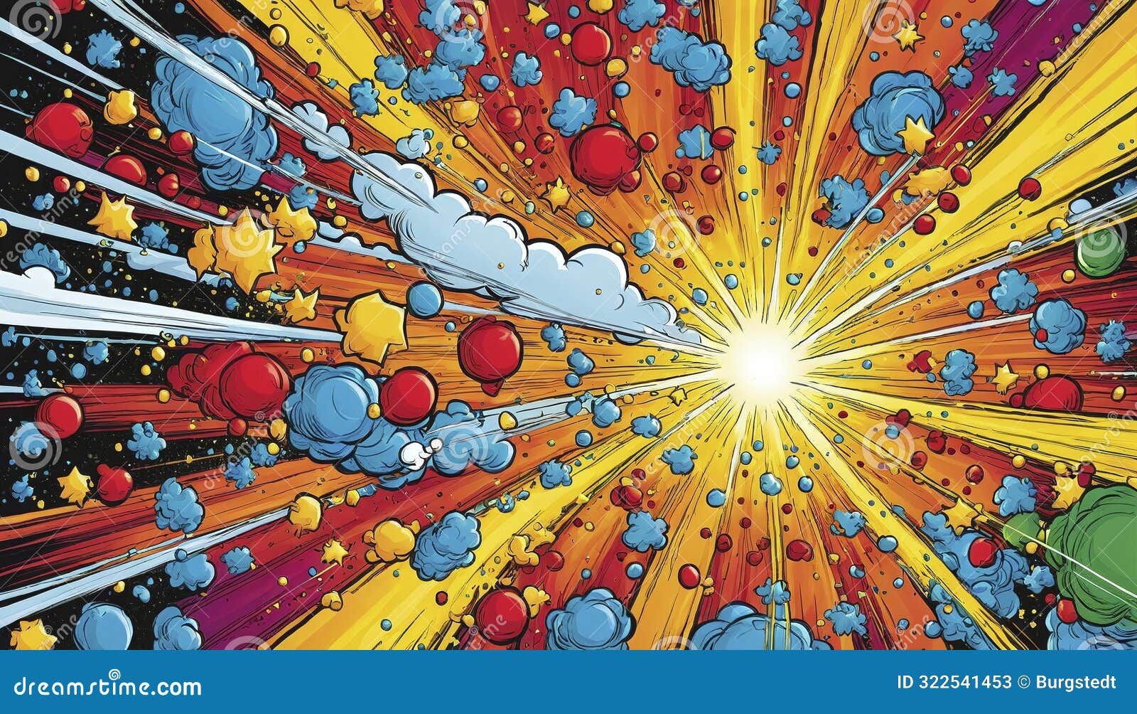 Cartoon-style Explosion in Pop Art and Comic Style that Shoots Outwards ...