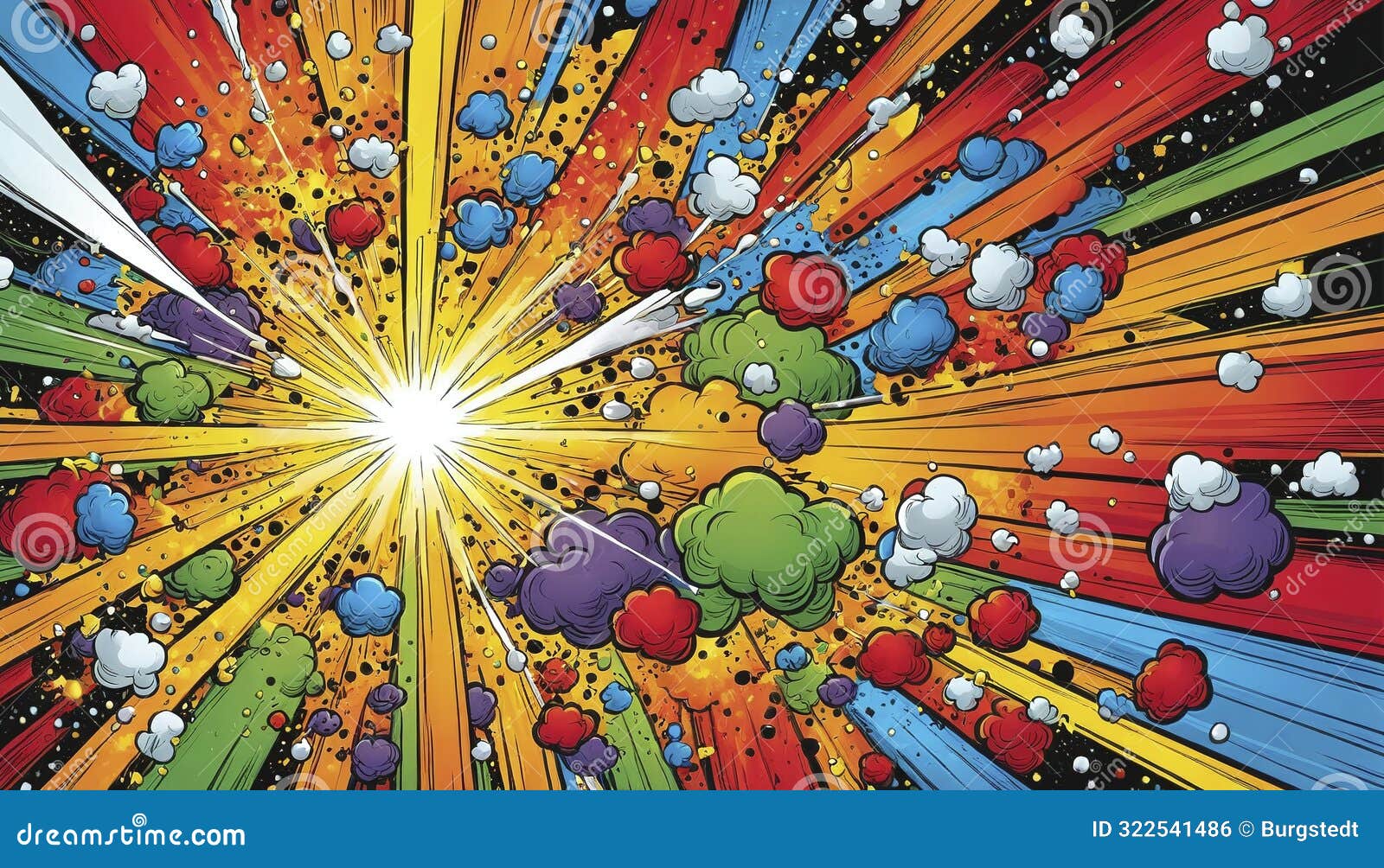 Cartoon-style Explosion in Pop Art and Comic Style that Shoots Outwards ...