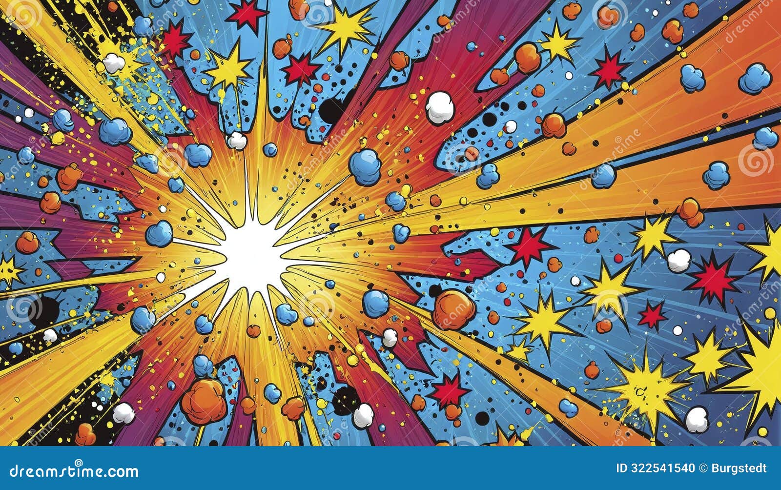Cartoon-style Explosion in Pop Art and Comic Style that Shoots Outwards ...