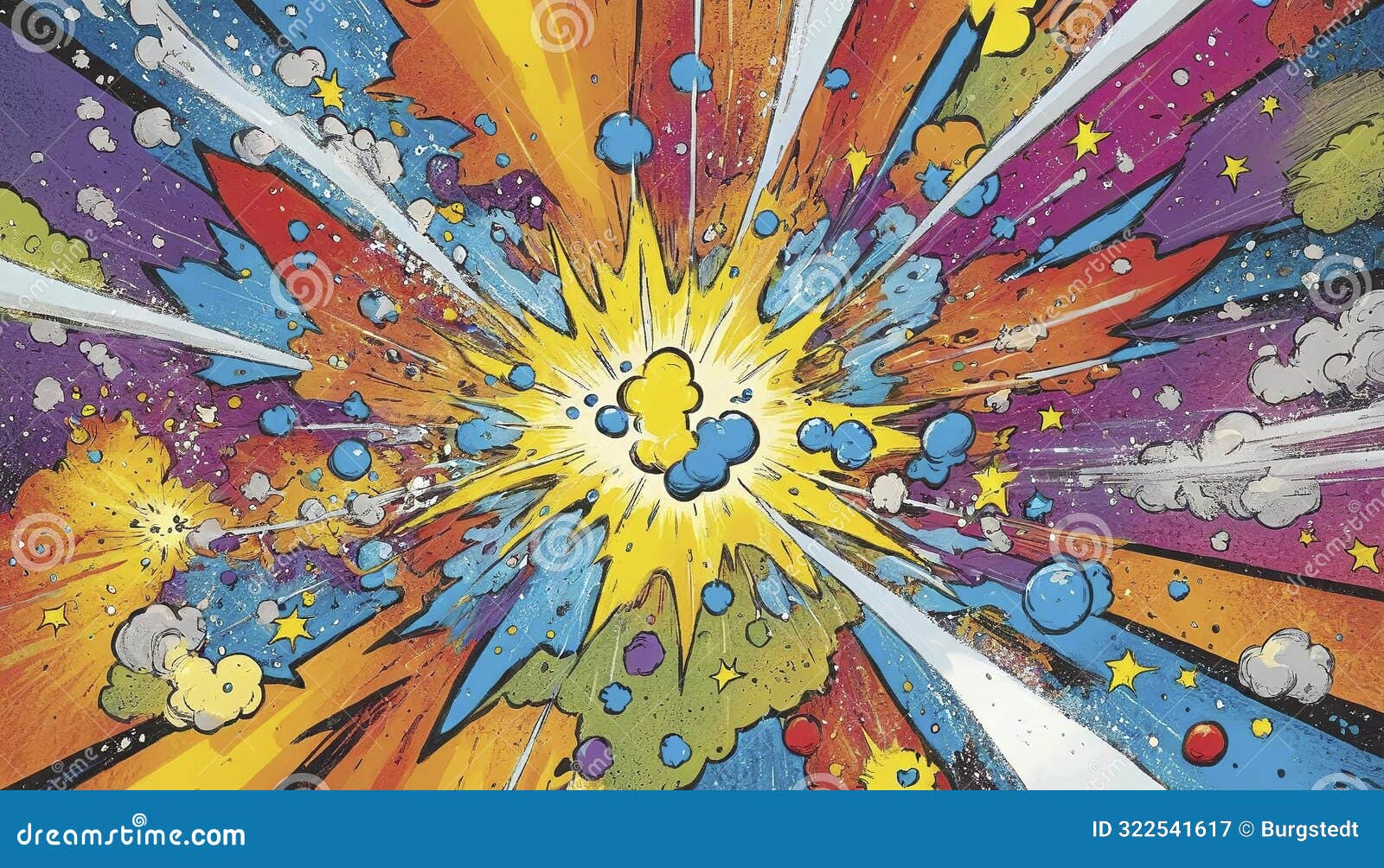 Cartoon-style Explosion in Pop Art and Comic Style that Shoots Outwards ...