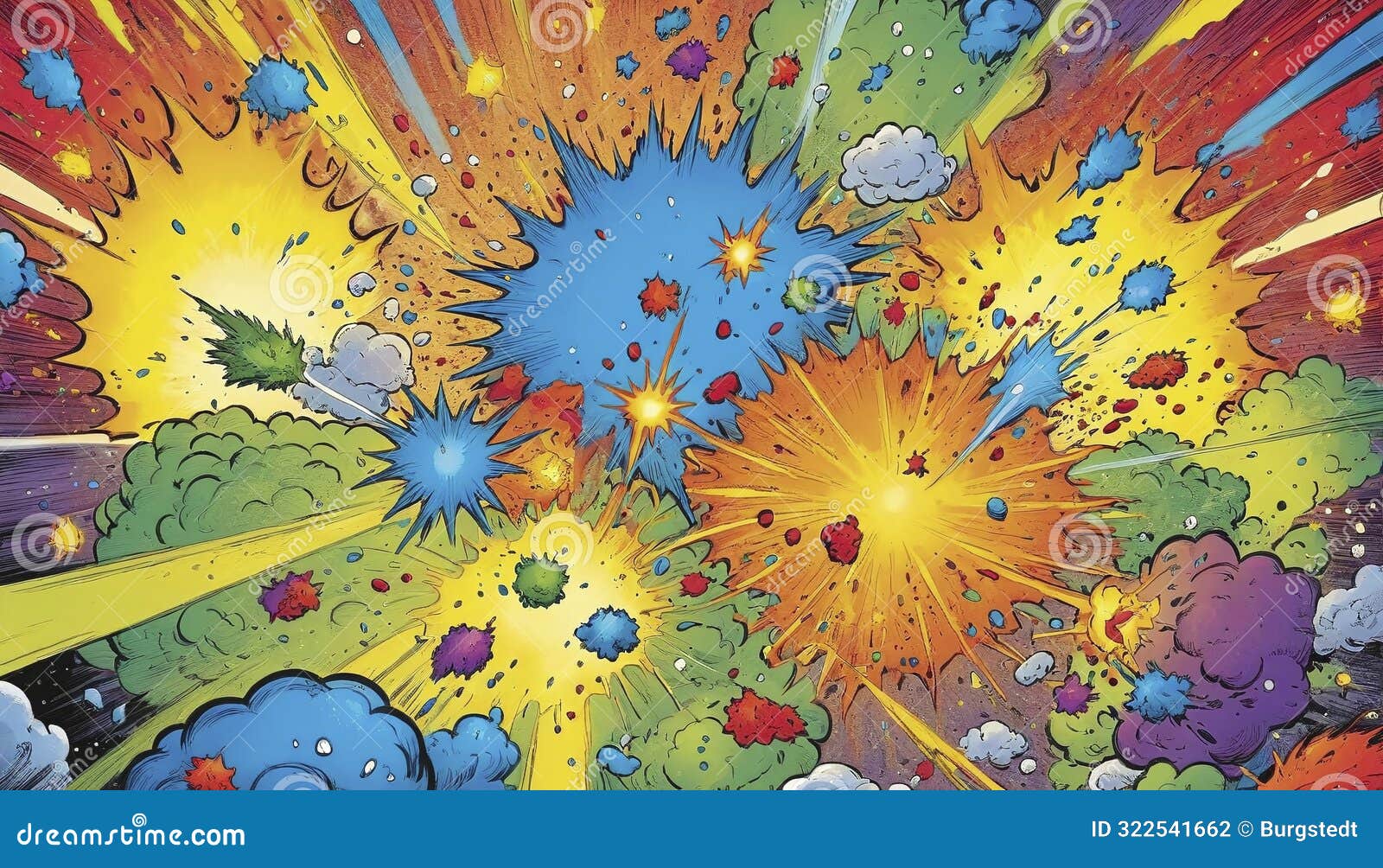 Cartoon-style Explosion in Pop Art and Comic Style that Shoots Outwards ...