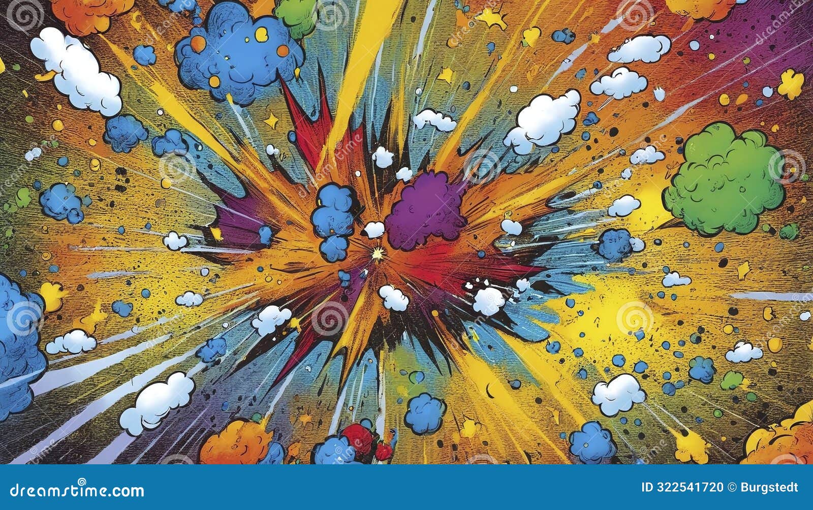 Cartoon-style Explosion in Pop Art and Comic Style that Shoots Outwards ...